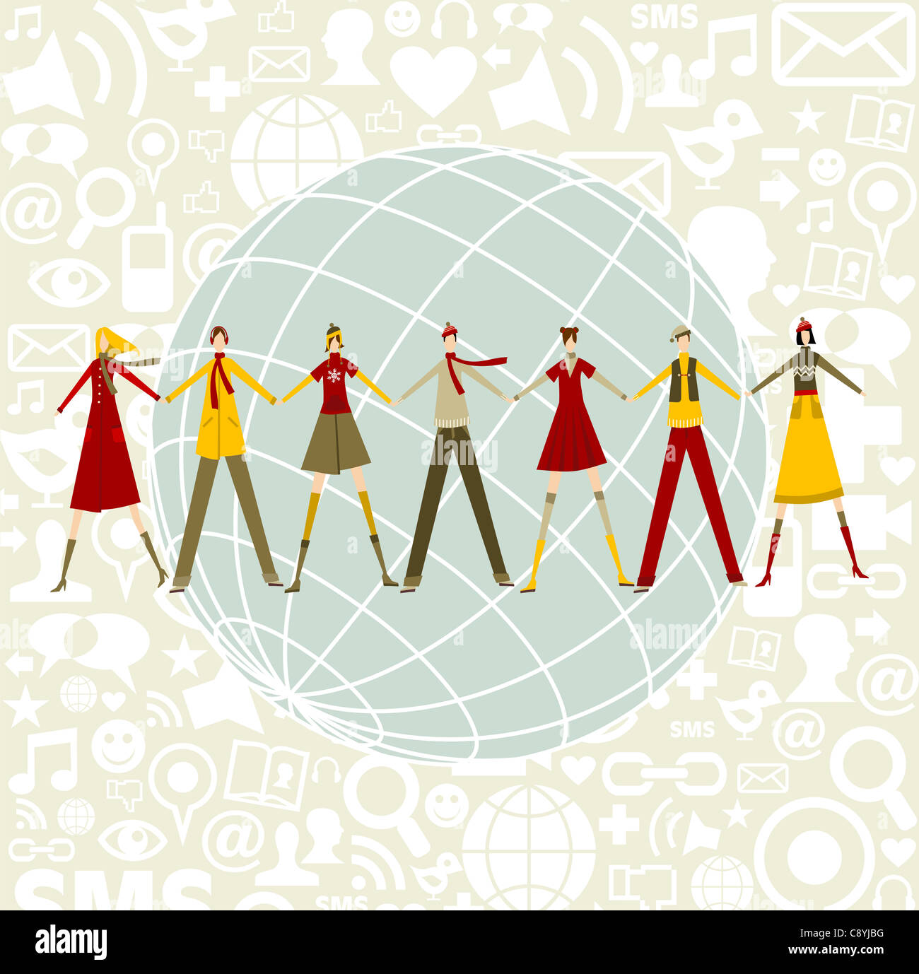 Social media icons around globe hi-res stock photography and images - Alamy