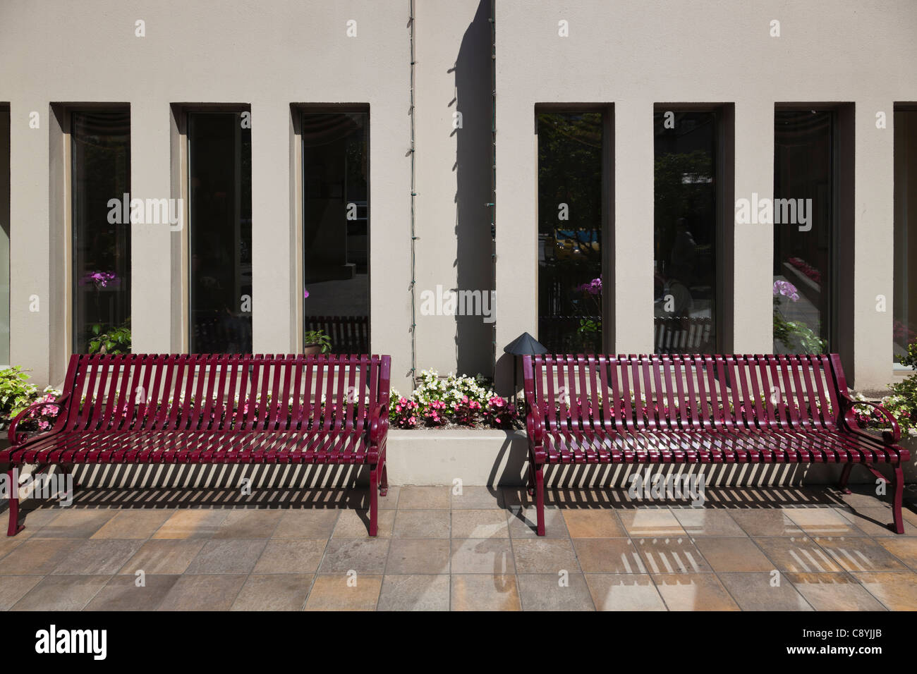 Benches on street in Vancouver, Canada Stock Photo - Alamy