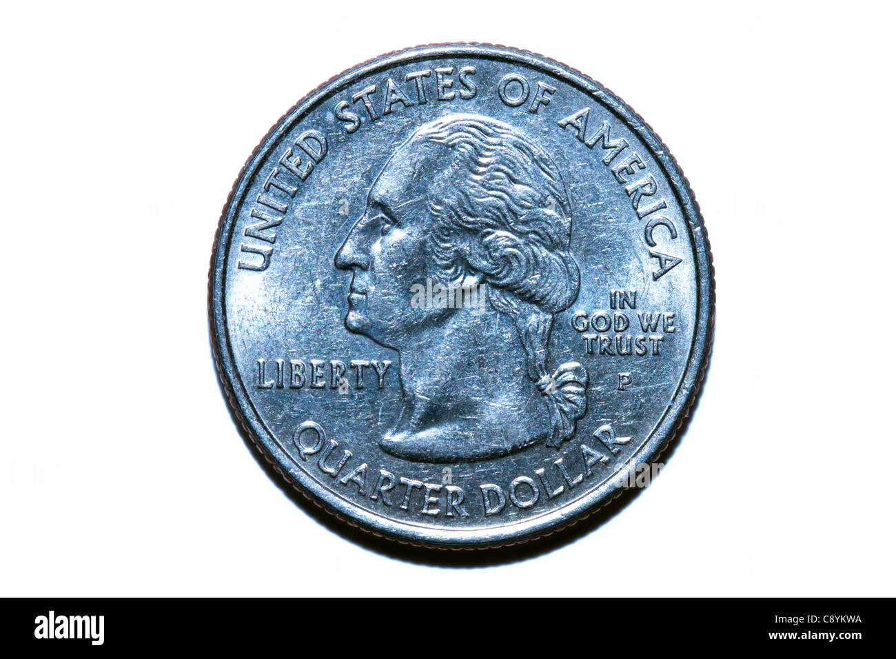 Quarter Dollar isolated on white Stock Photo - Alamy