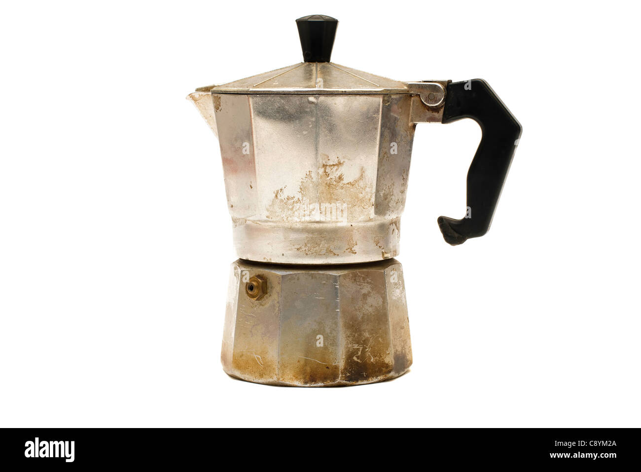 Old rusty coffee cooker isolated on white background Stock Photo - Alamy