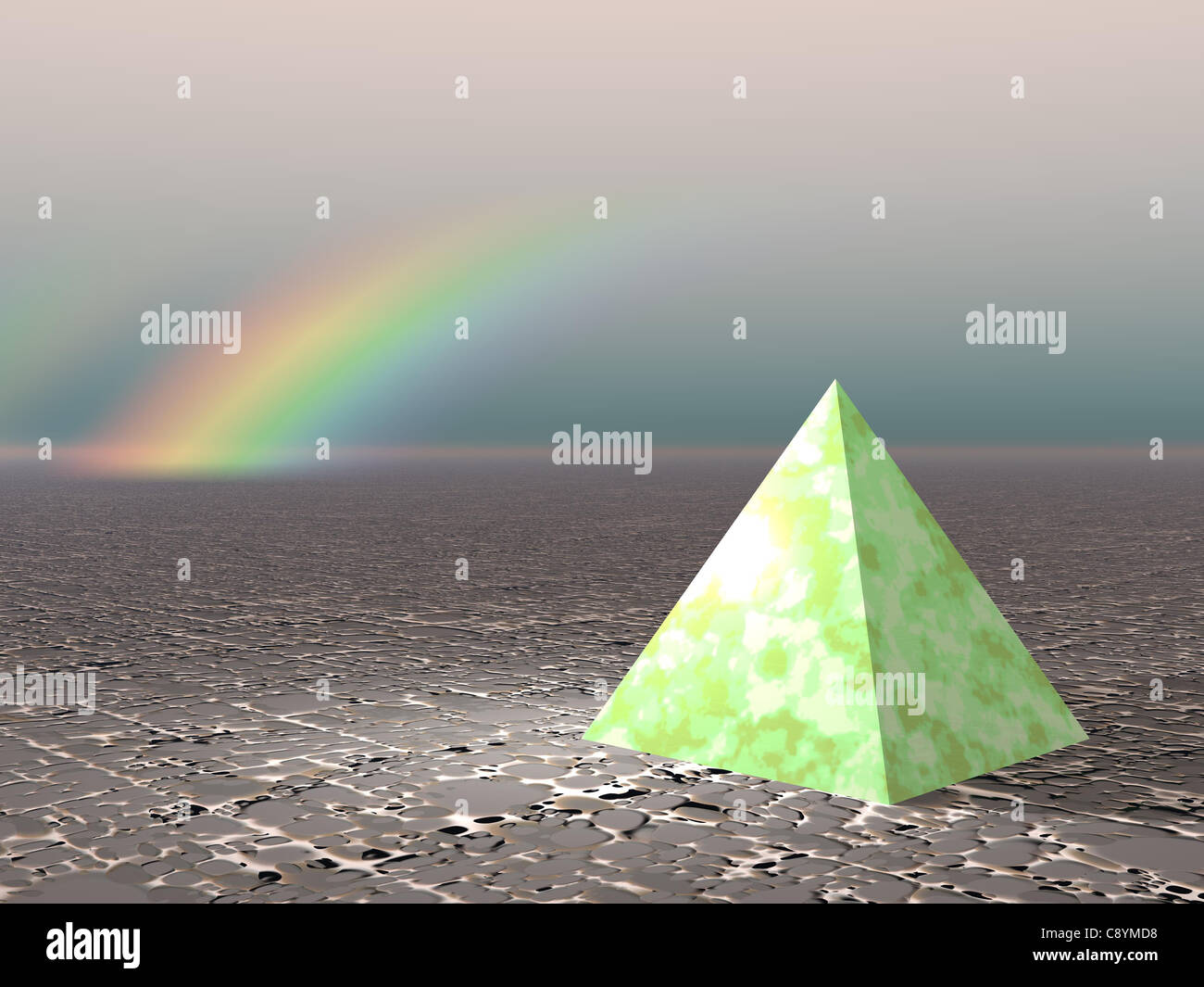 Abstract - Pyramid with rainbow (CGI Stock Photo - Alamy