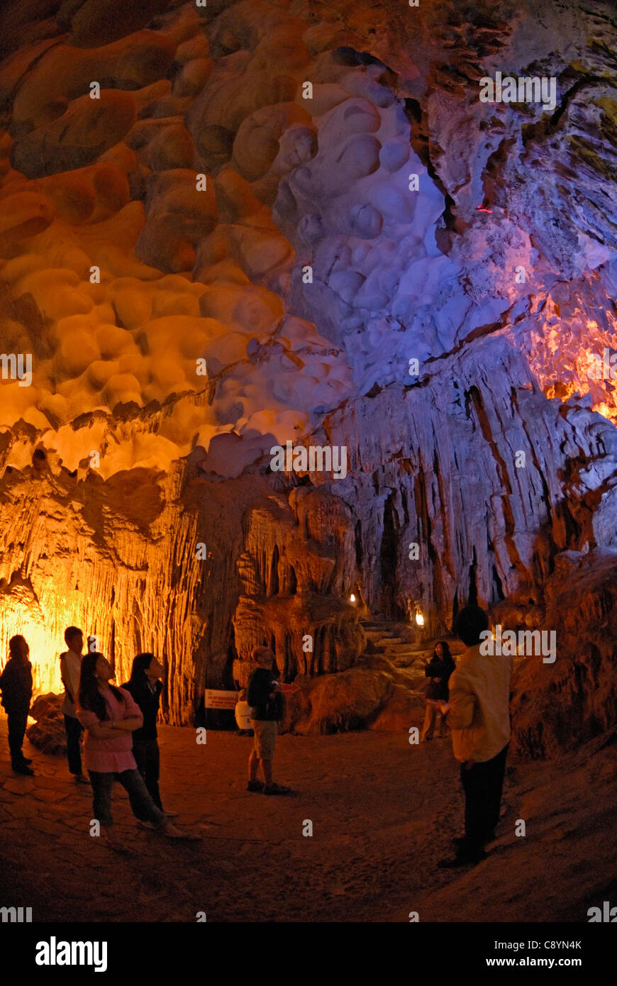 Asia, Vietnam, Halong Bay. Hang Sung Sot (Amazing Cave) within the Halong Bay. Designated a ...