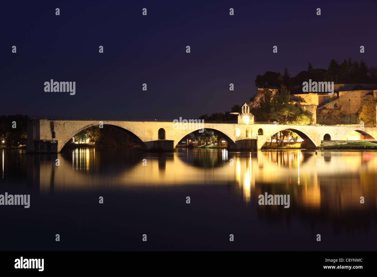 Pont d'Avignon illuminated at night, France Stock Photo - Alamy