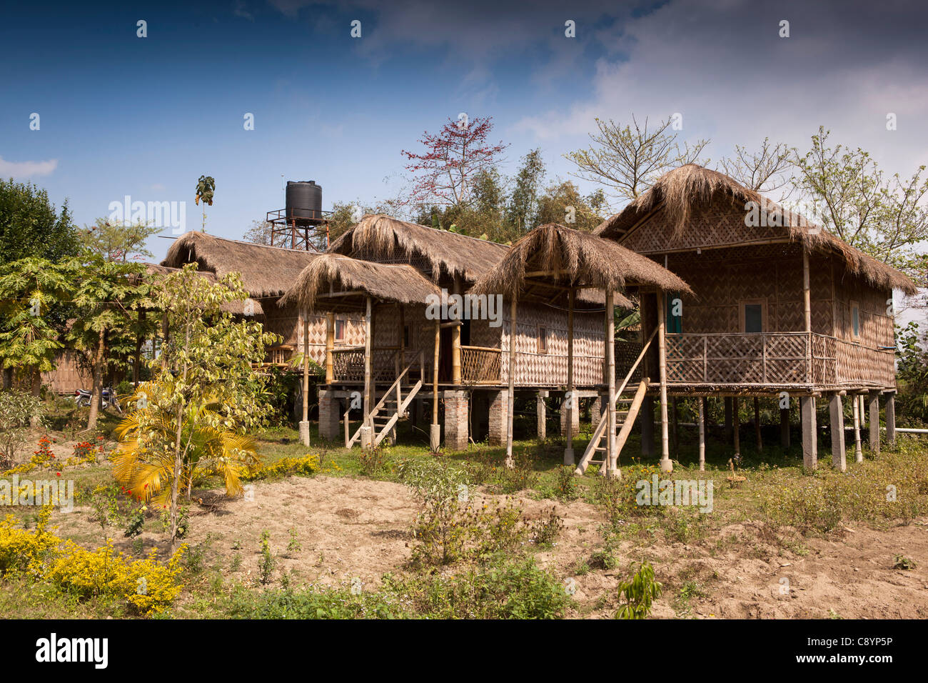 India, Assam, Majuli Island, tourism, bamboo eco cottage tourist Stock Photo: 39948098 - Alamy
