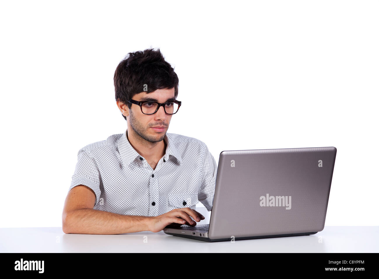 young man working with his laptop computer Stock Photo - Alamy