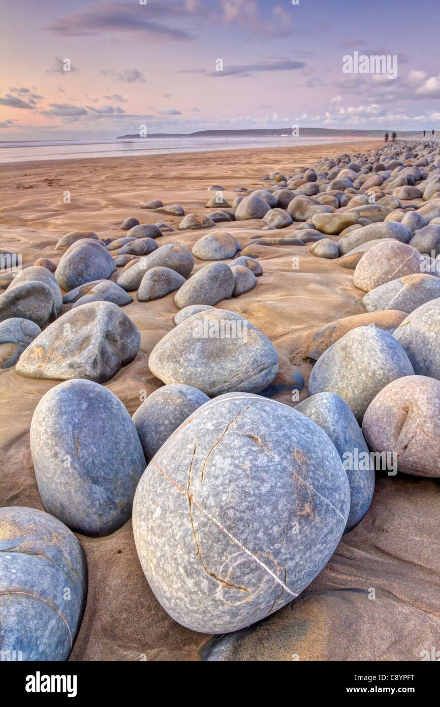Rocks on the beach near Westward Ho! in North Devon, England Stock ...