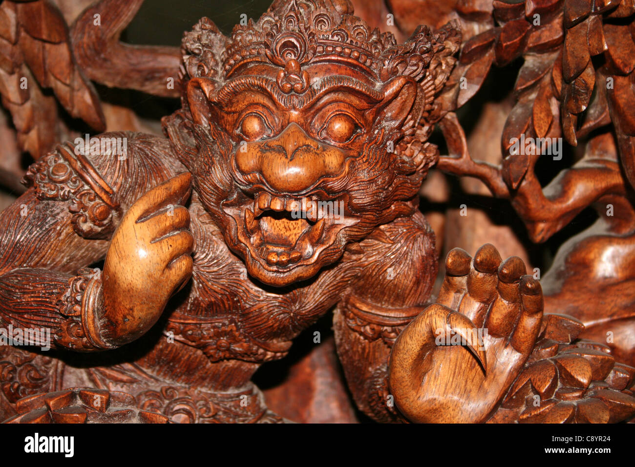 Wood Carving Of The Monkey God Hanuman On Bali Stock Photo - Alamy
