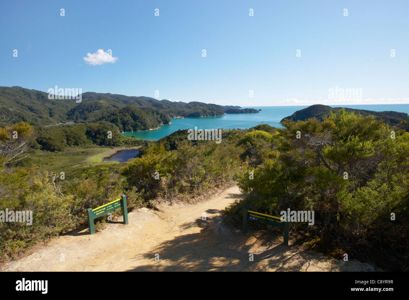 Anchor Bay and the Abel Tasman Walkway. Abel Tasman National Park, South Island, New Zealand ...