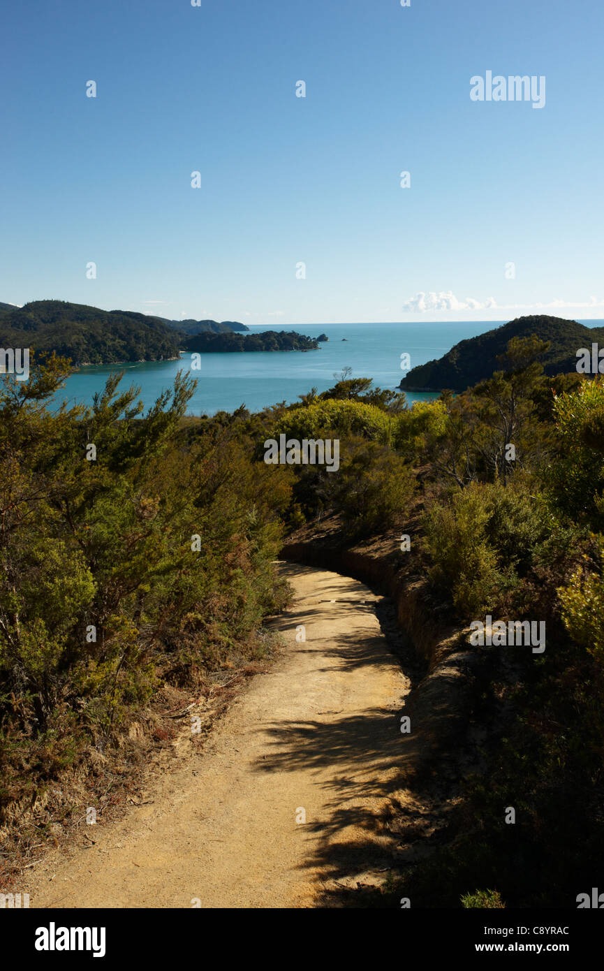 Anchor Bay and the Abel Tasman Walkway. Abel Tasman National Park, South Island, New Zealand ...