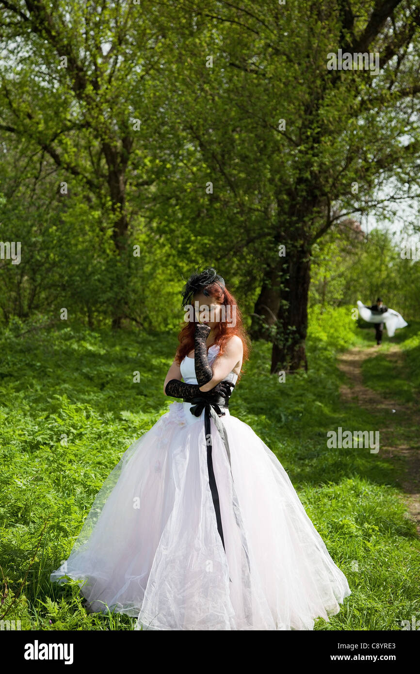 awaiting upset bride girl. outdoor shot Stock Photo - Alamy