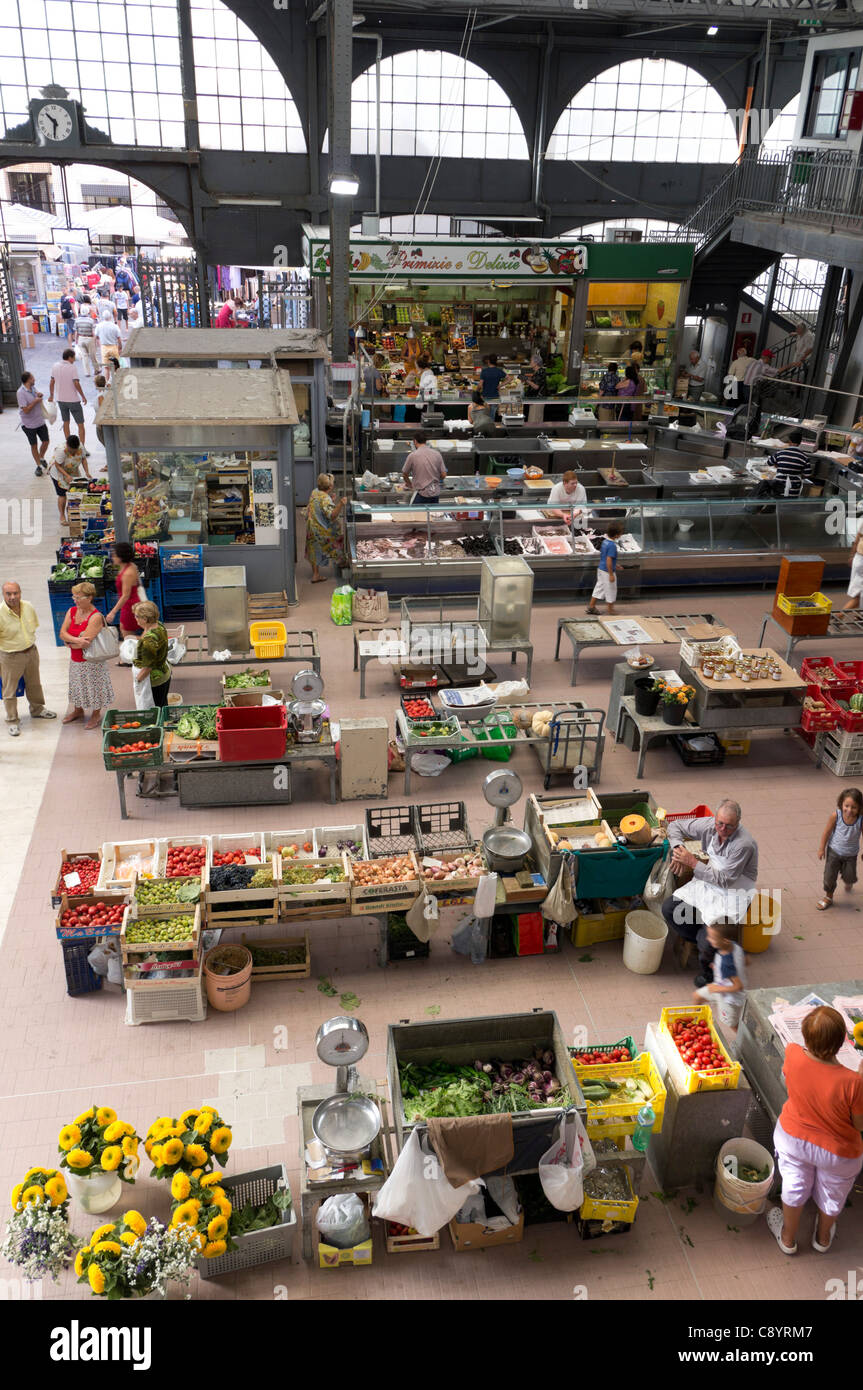 Ancona Italy - the covered market, a 1926 hall with cast iron and glass ...