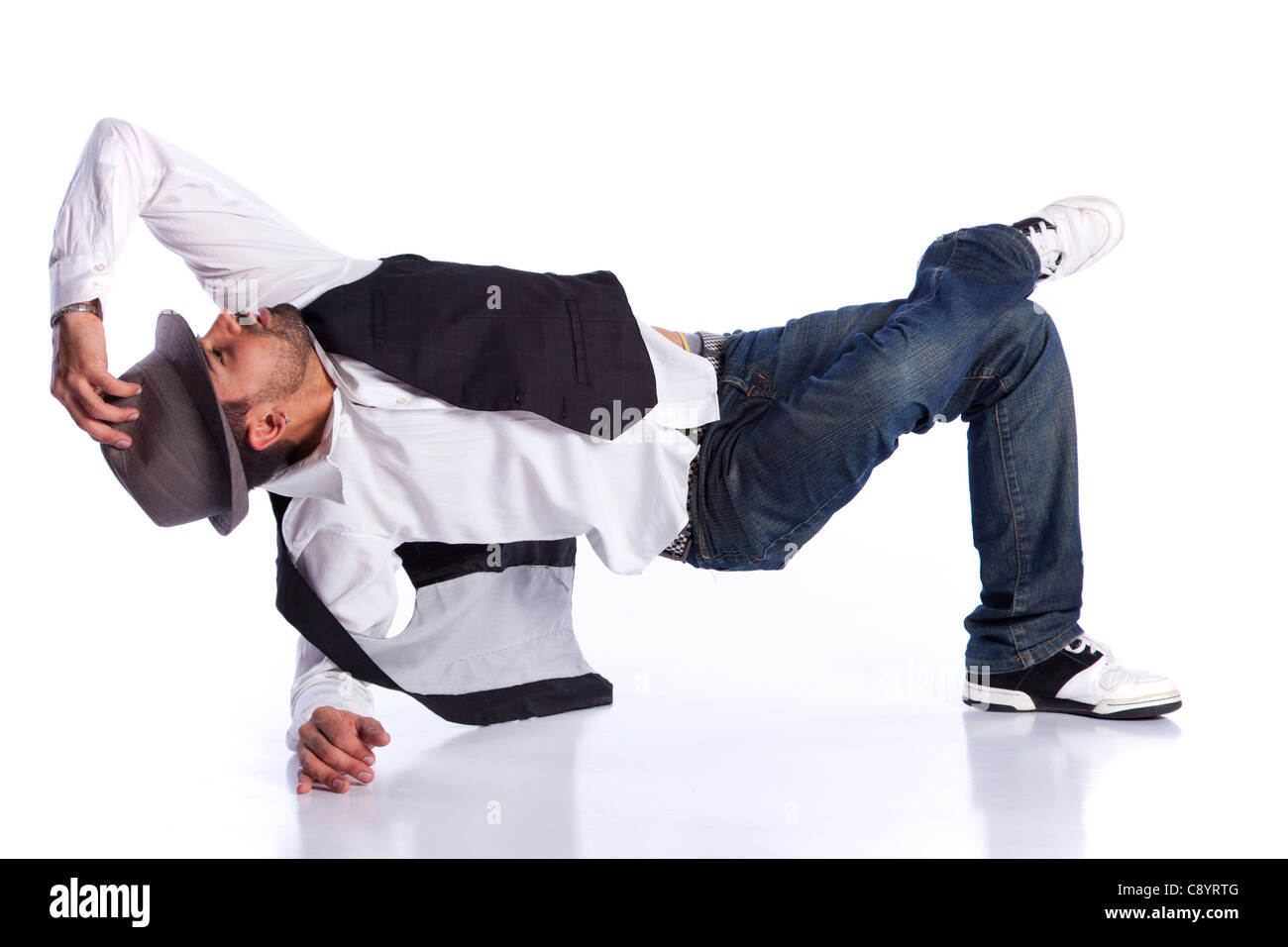 Hip hop dancer showing some movements (isolated on white Stock Photo ...