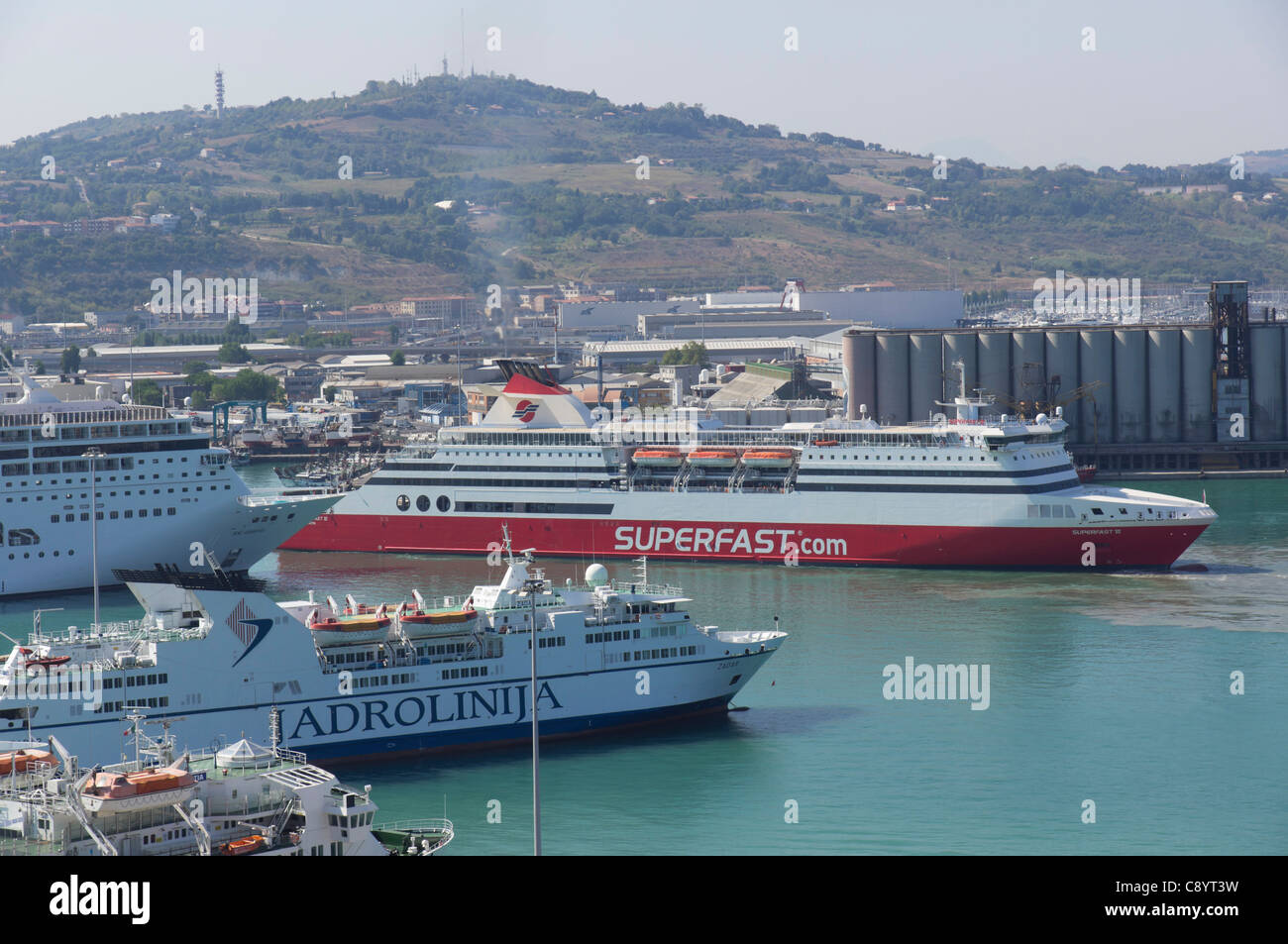 Ancona Italy - the harbour. With cruise liners and ferries Stock Photo ...