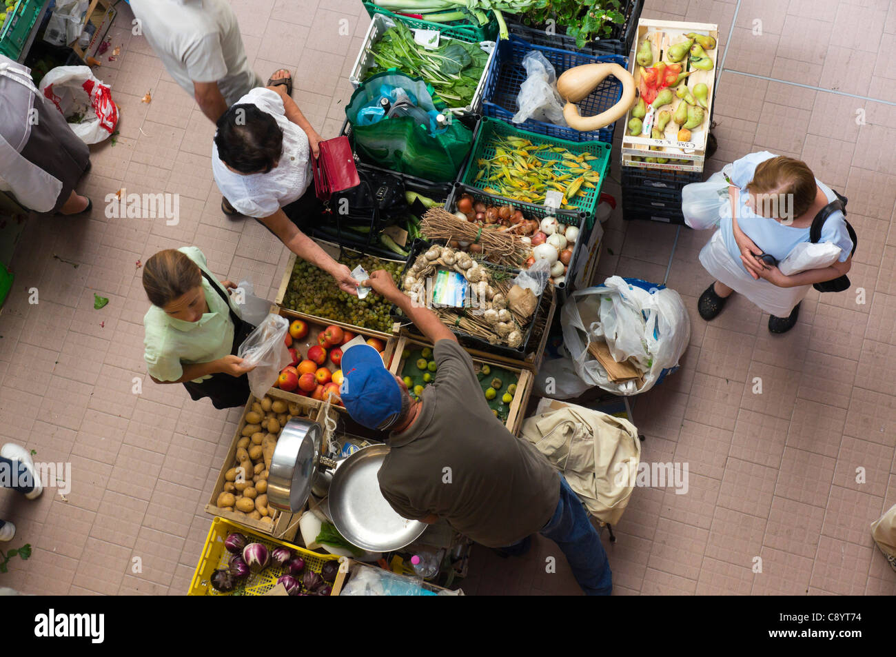 Ancona Italy - the covered market, a 1926 hall with cast iron and glass ...