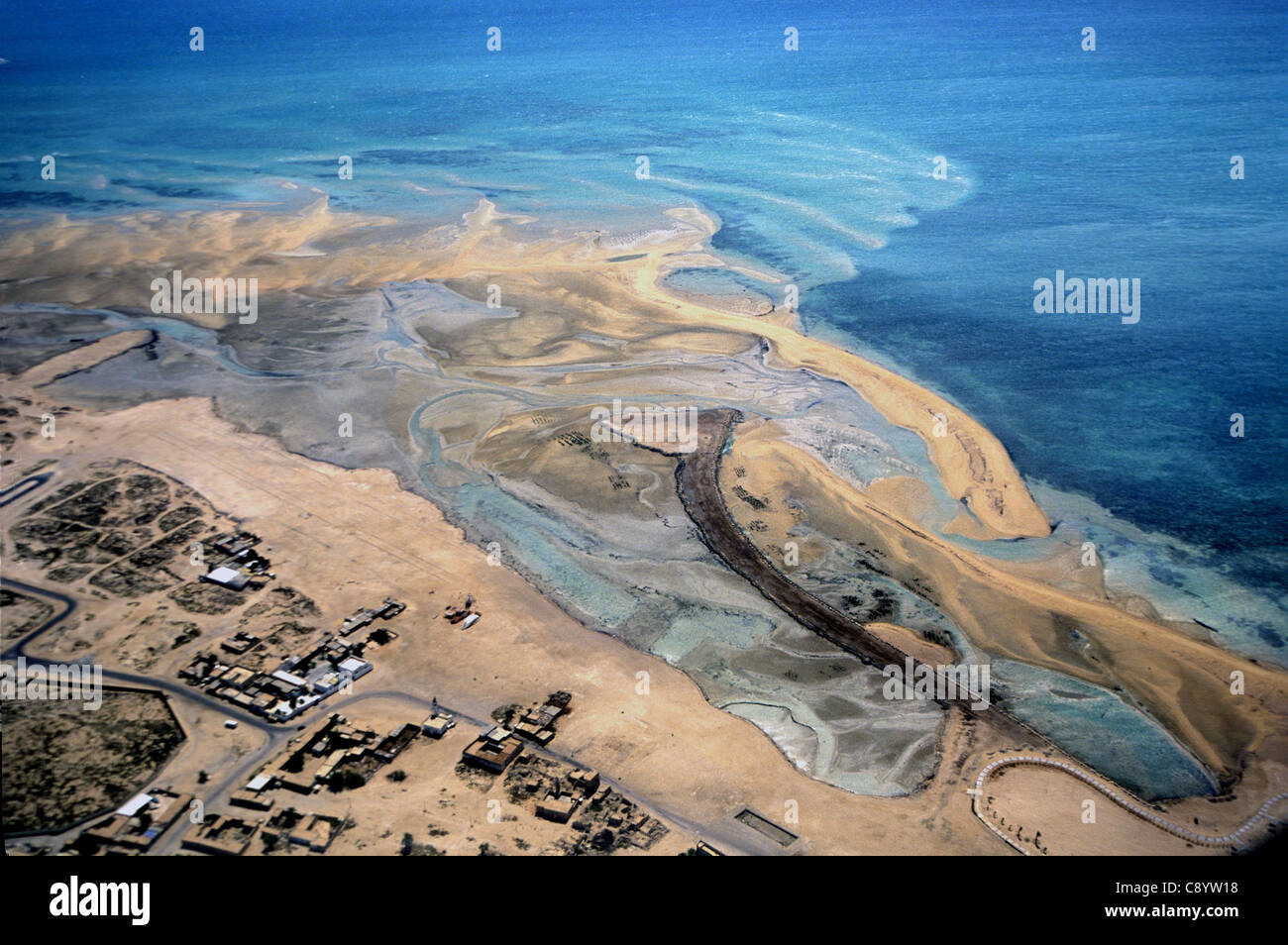 Aerial view of the south coast of Qatar, 1985 Stock Photo - Alamy