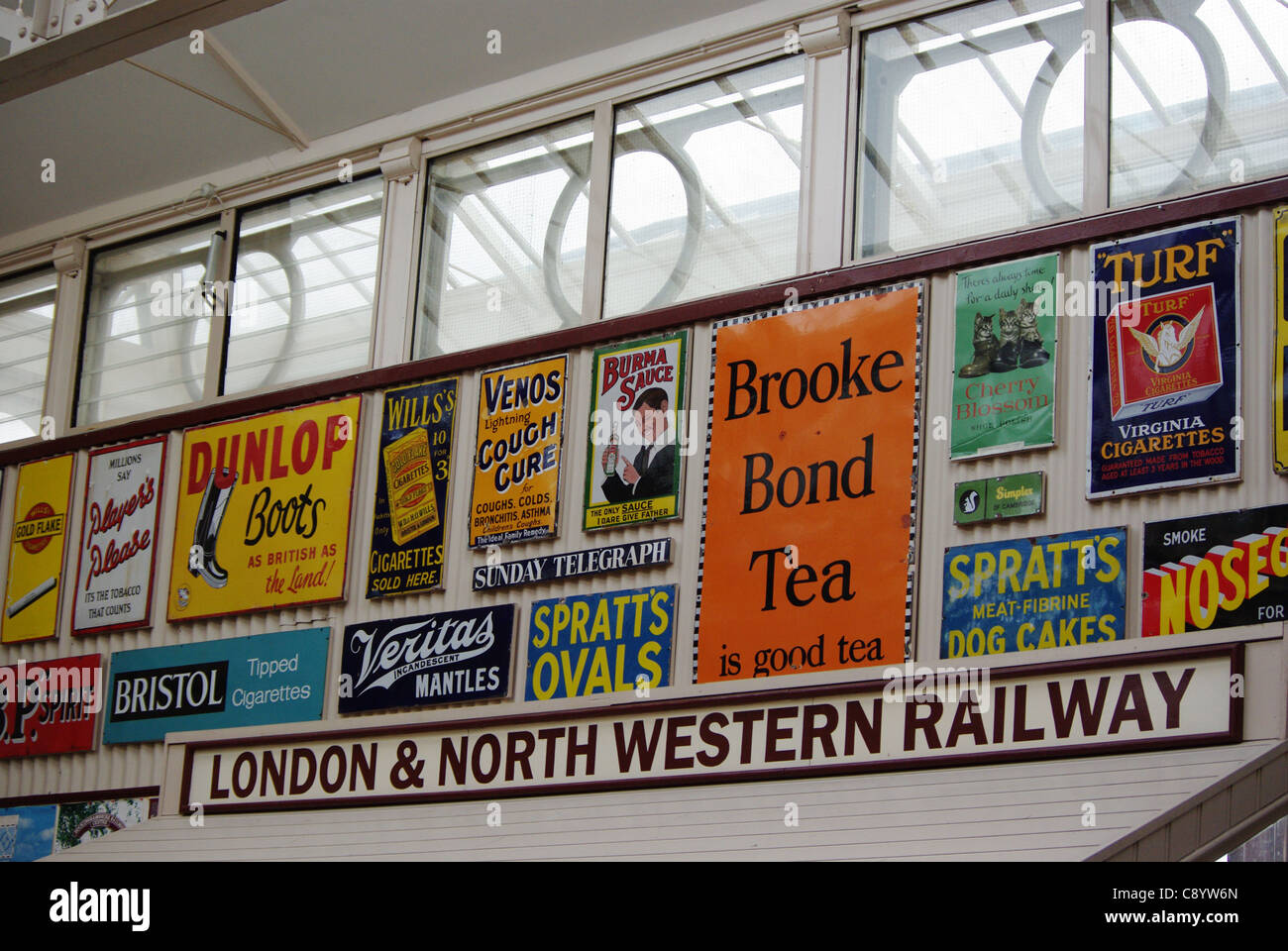 Vintage advertising signs at Quainton Station, UK Stock Photo - Alamy