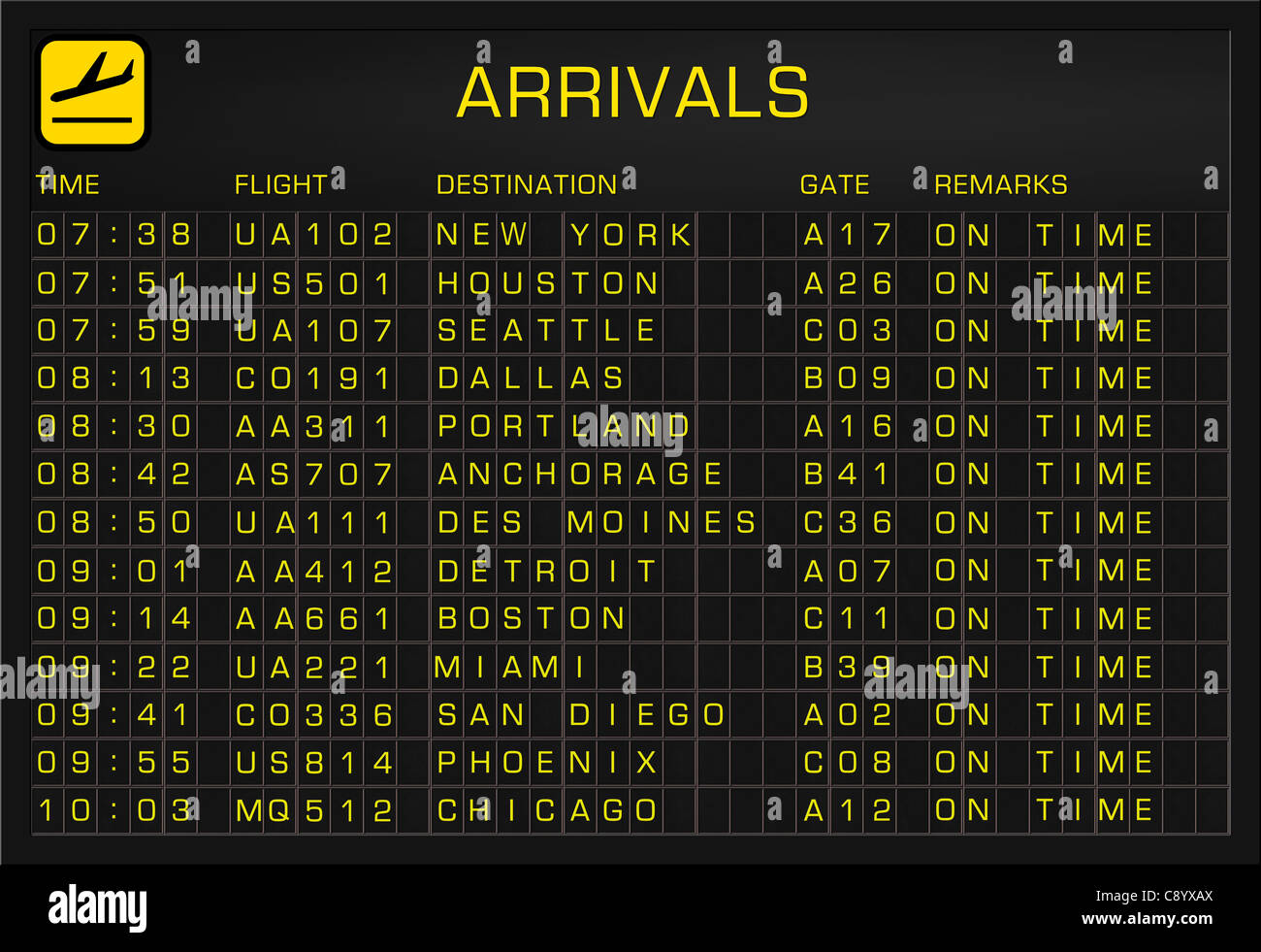 American flight status board hi-res stock photography and images - Alamy