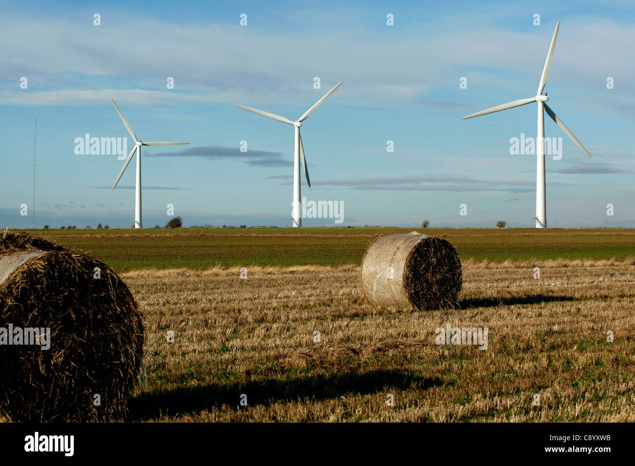 A general view of a wind farm showing wind turbines in England 2008 ...