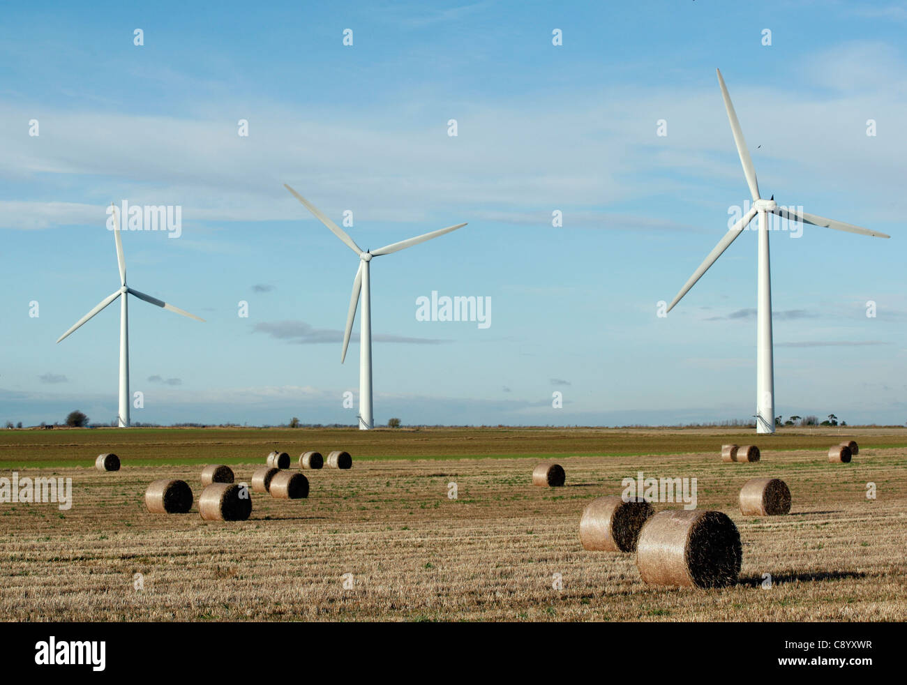 A general view of a wind farm showing wind turbines in England 2008 ...