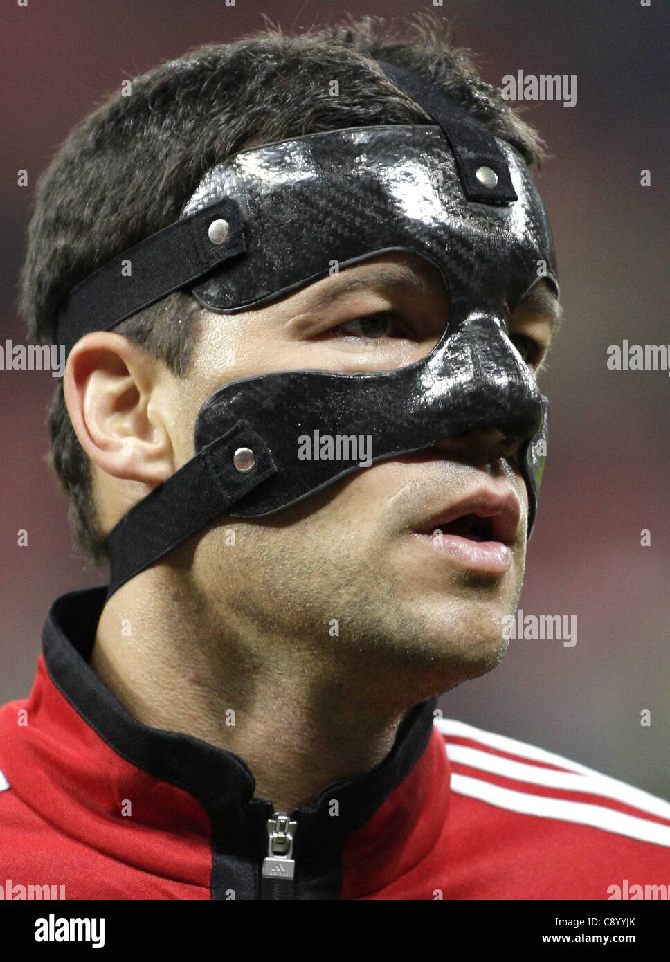 05.11.2011. Leverkusens Michael Ballack with Face Mask during The ...