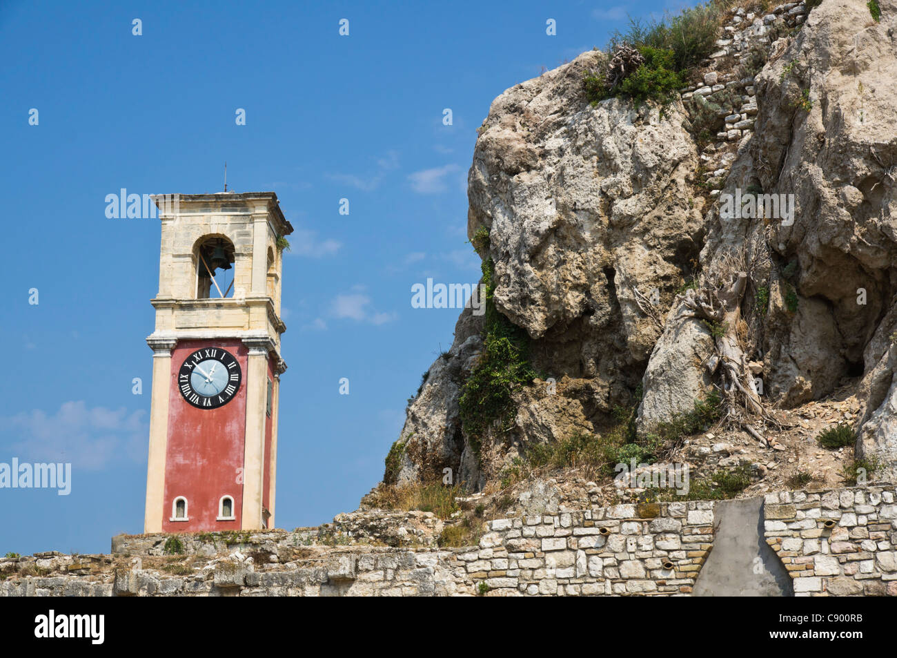 Corfu - the old Castle. The clock tower Stock Photo - Alamy