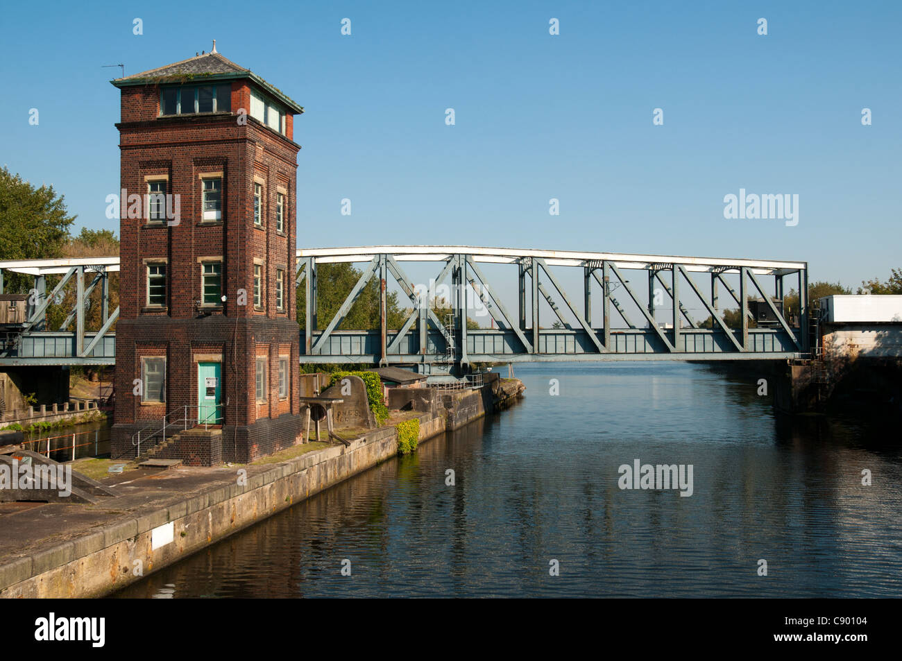 The Barton Swing Aqueduct, which takes the Bridgewater Canal over the ...