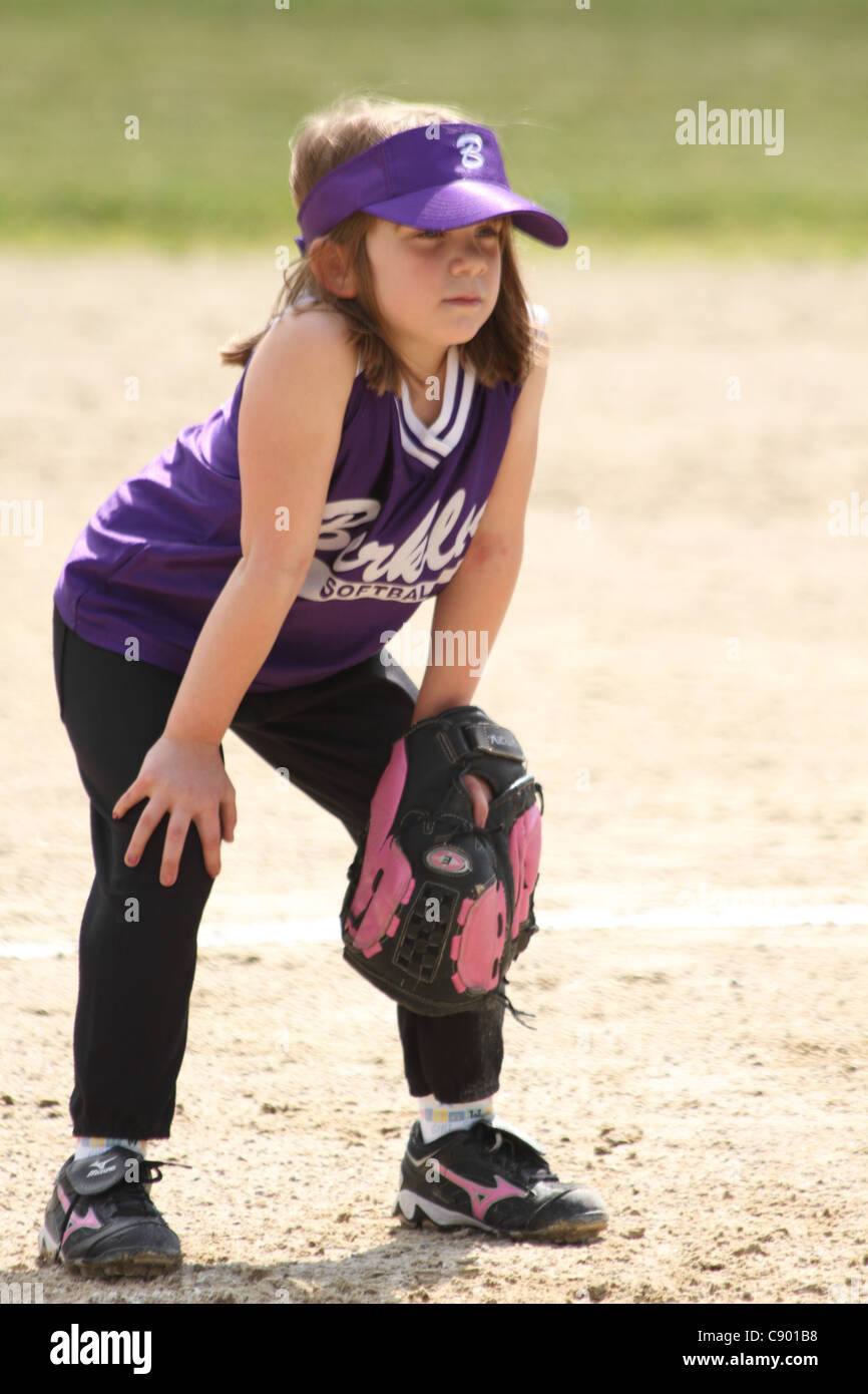 softball ready full body vertical out in the field Stock Photo - Alamy