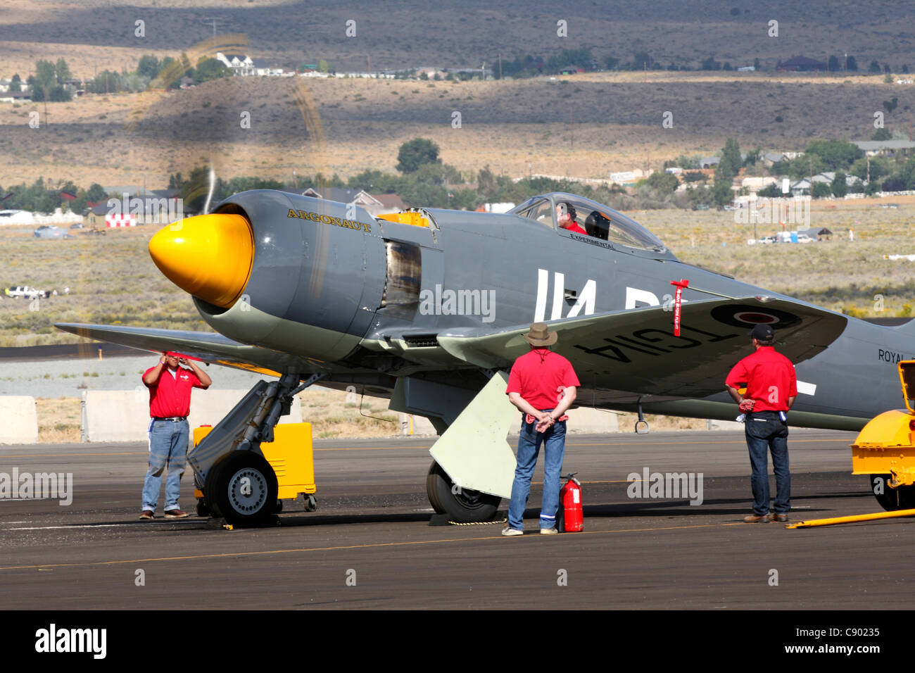 Hawker Sea Fury "Argounaut" doing an engine run up during the 2011 Reno ...