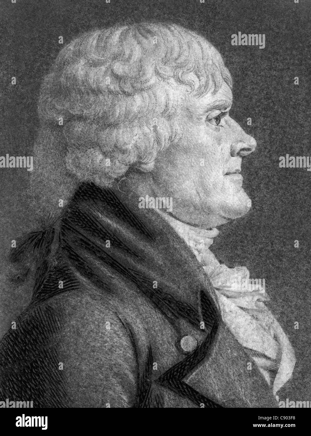 Vintage portrait of American statesman Thomas Jefferson (1743 - 1826 ...