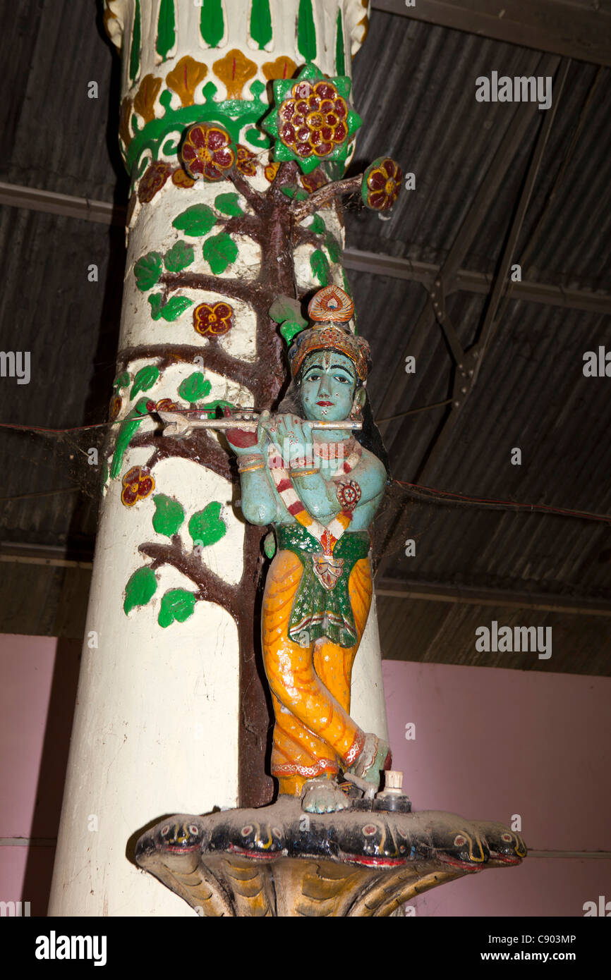 India, Assam, Majuli Island, Satra (monastery) temple, figure of ...