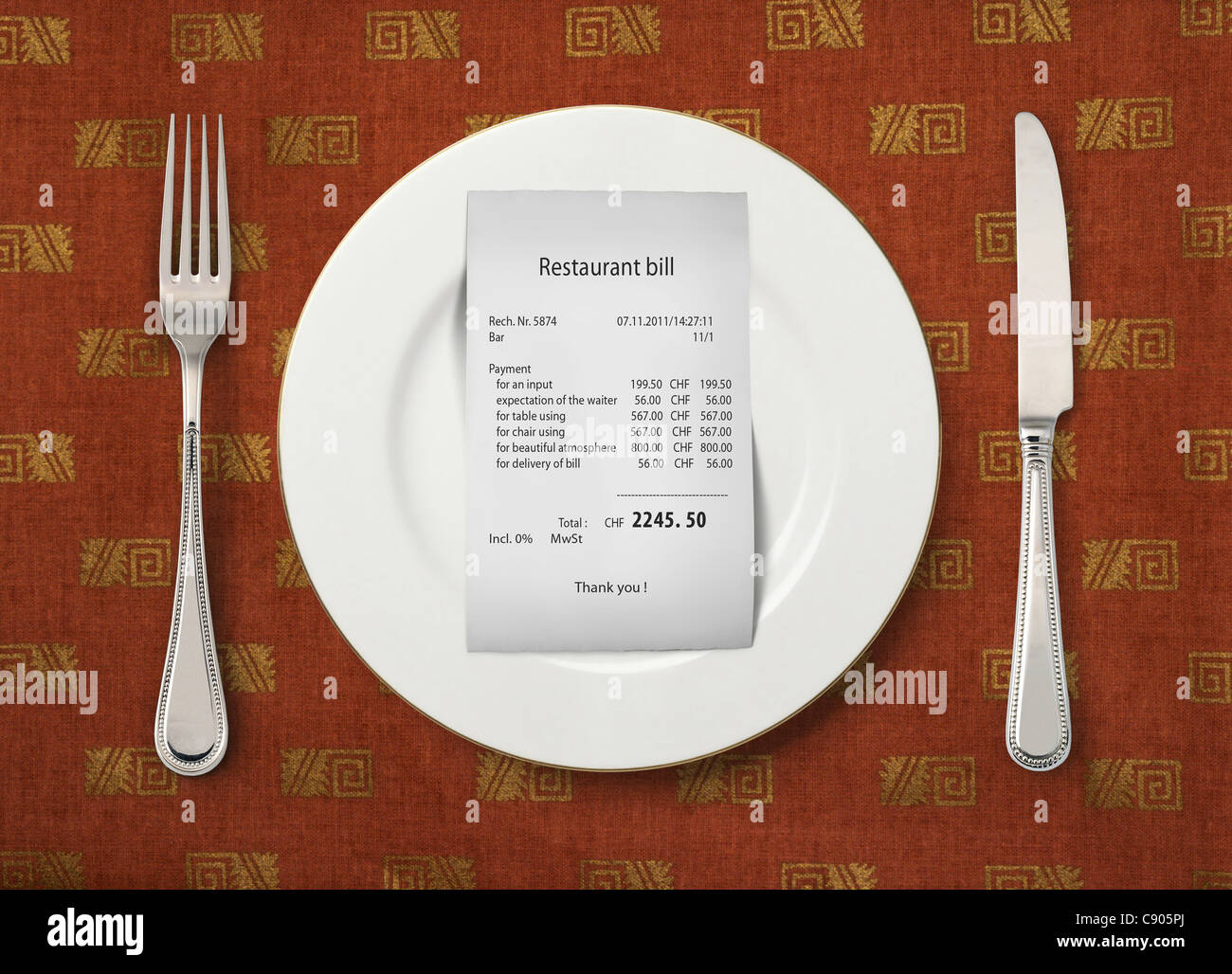 The bill on empty plate at restaurant Stock Photo - Alamy