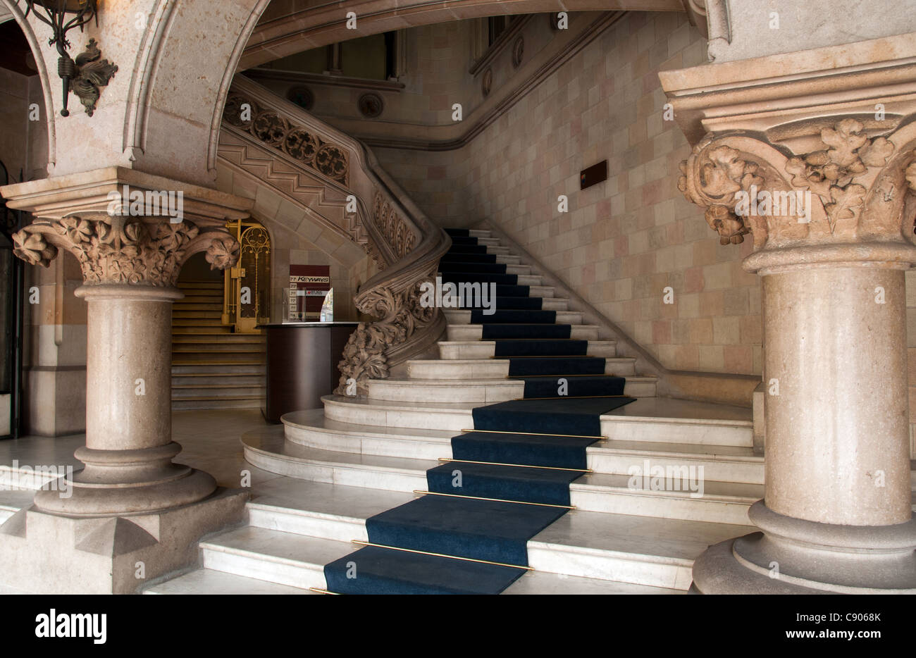 Entrance staircase of Casa Viuda Marfa, Barcelona, Spain. Now home to ...