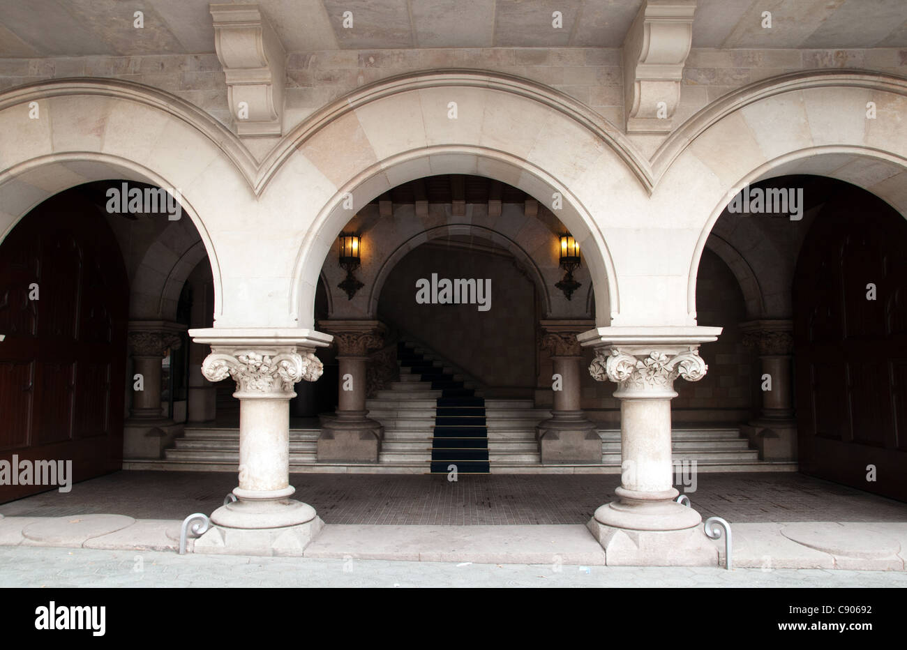 Entrance staircase of Casa Viuda Marfa, Barcelona, Spain. Now home to ...