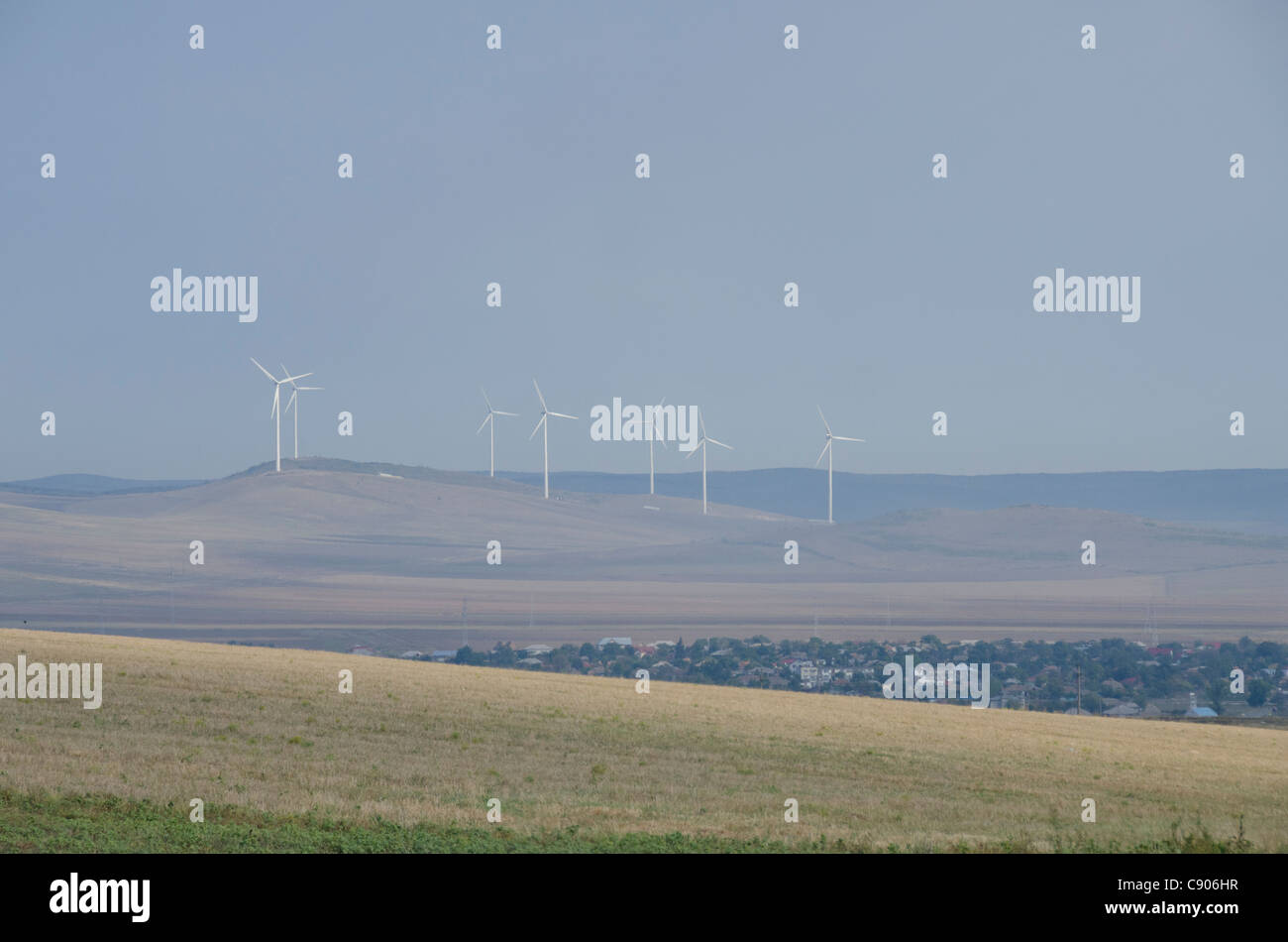 Romania, Constanta. Typical roadside view between Constanta and Tulcea ...
