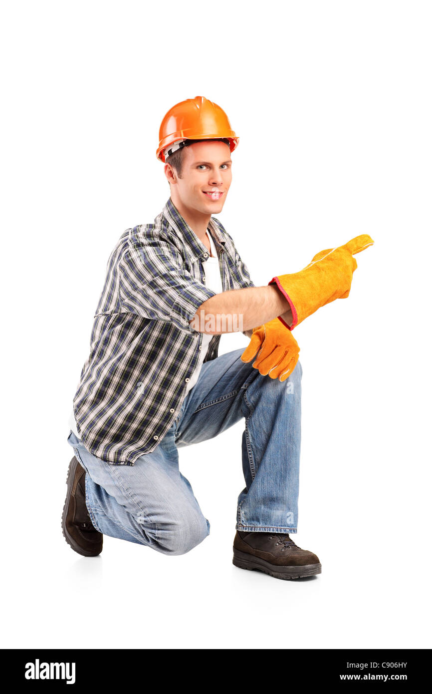 Smiling uniform hard hat Cut Out Stock Images & Pictures - Alamy