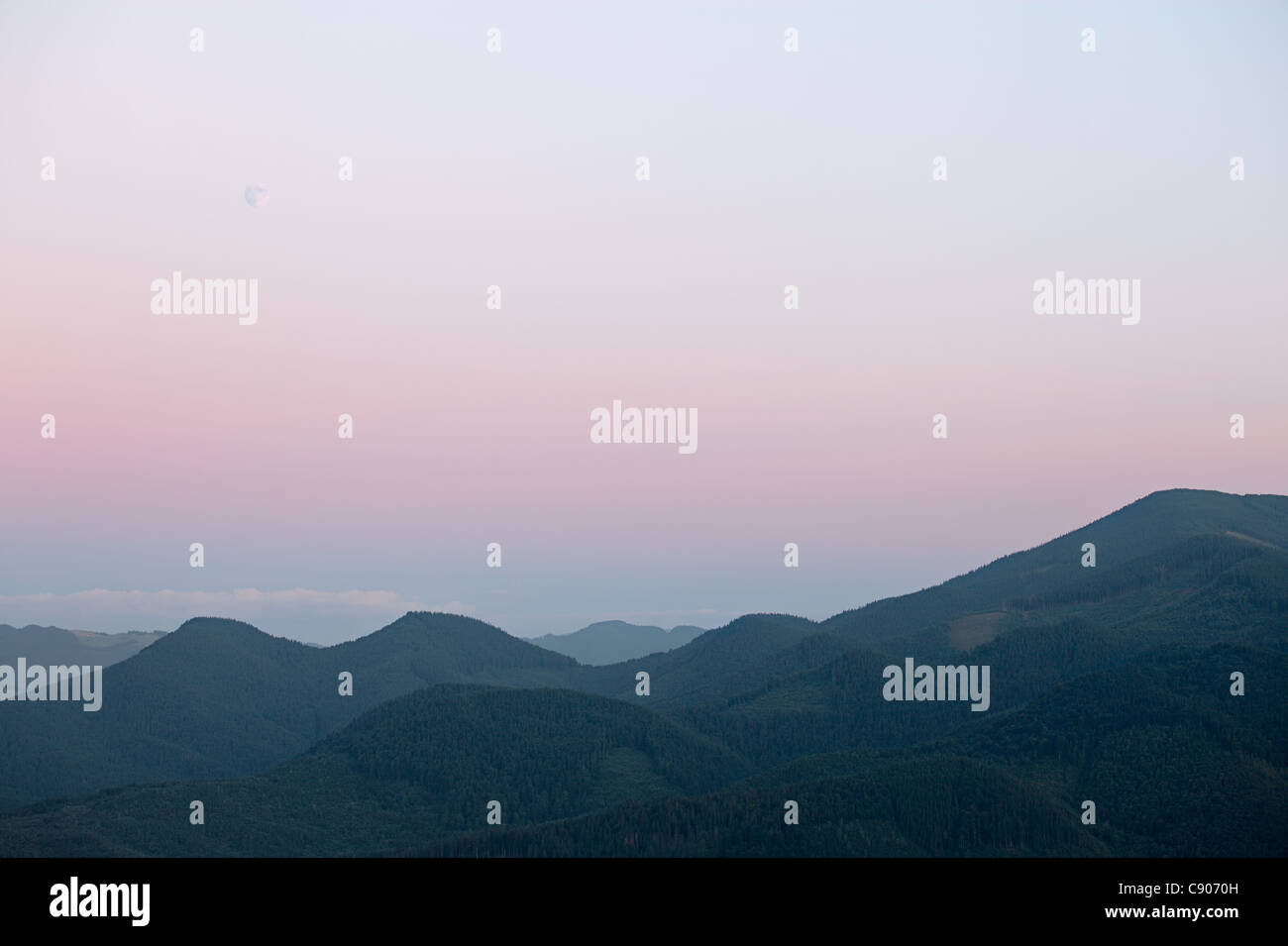 Full moon under Carpathian mountains, Ukraine Stock Photo - Alamy