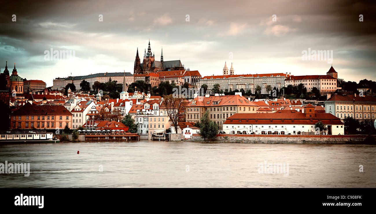 Vintage style photo of old Prague, Czech Republic Stock Photo - Alamy