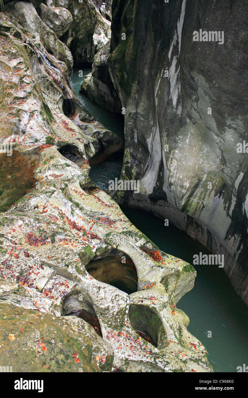 The Devil's Bridge Gorge or Les Gorges du Pont du Diable carved out by ...