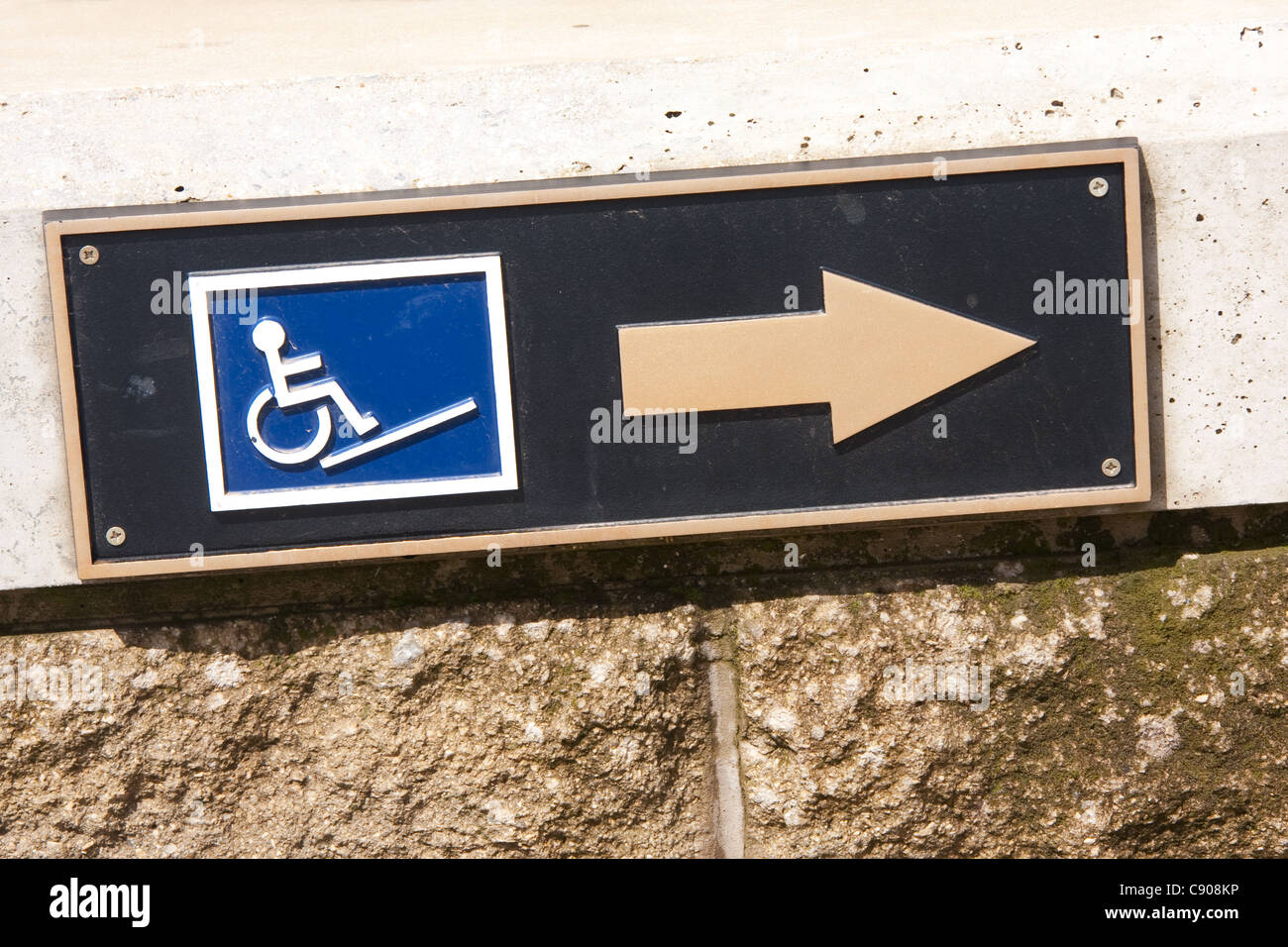 Sign for disabled access ramp Stock Photo - Alamy