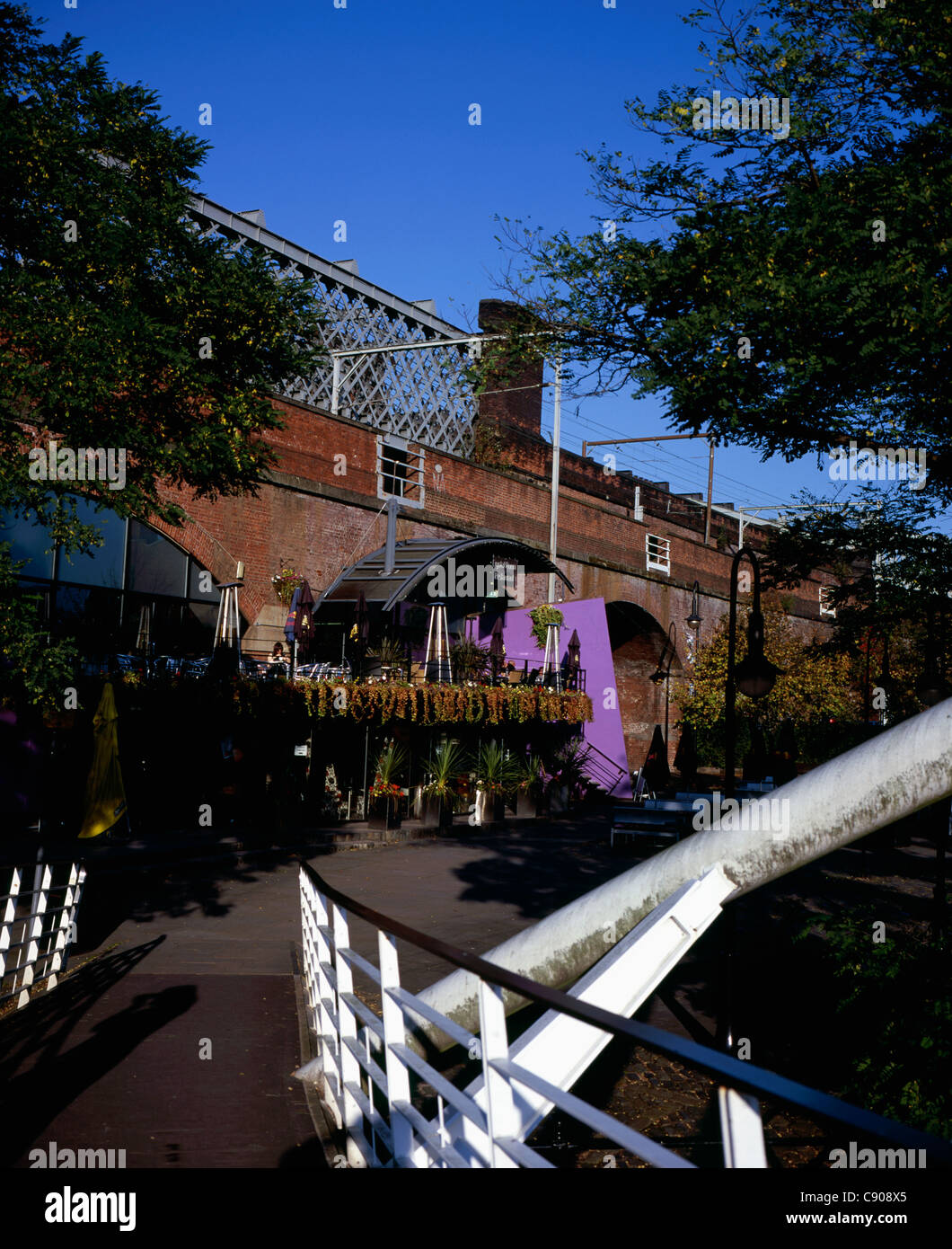 Suspension Bridge at Castlefield Canal Basin,Castlefield Manchester ...