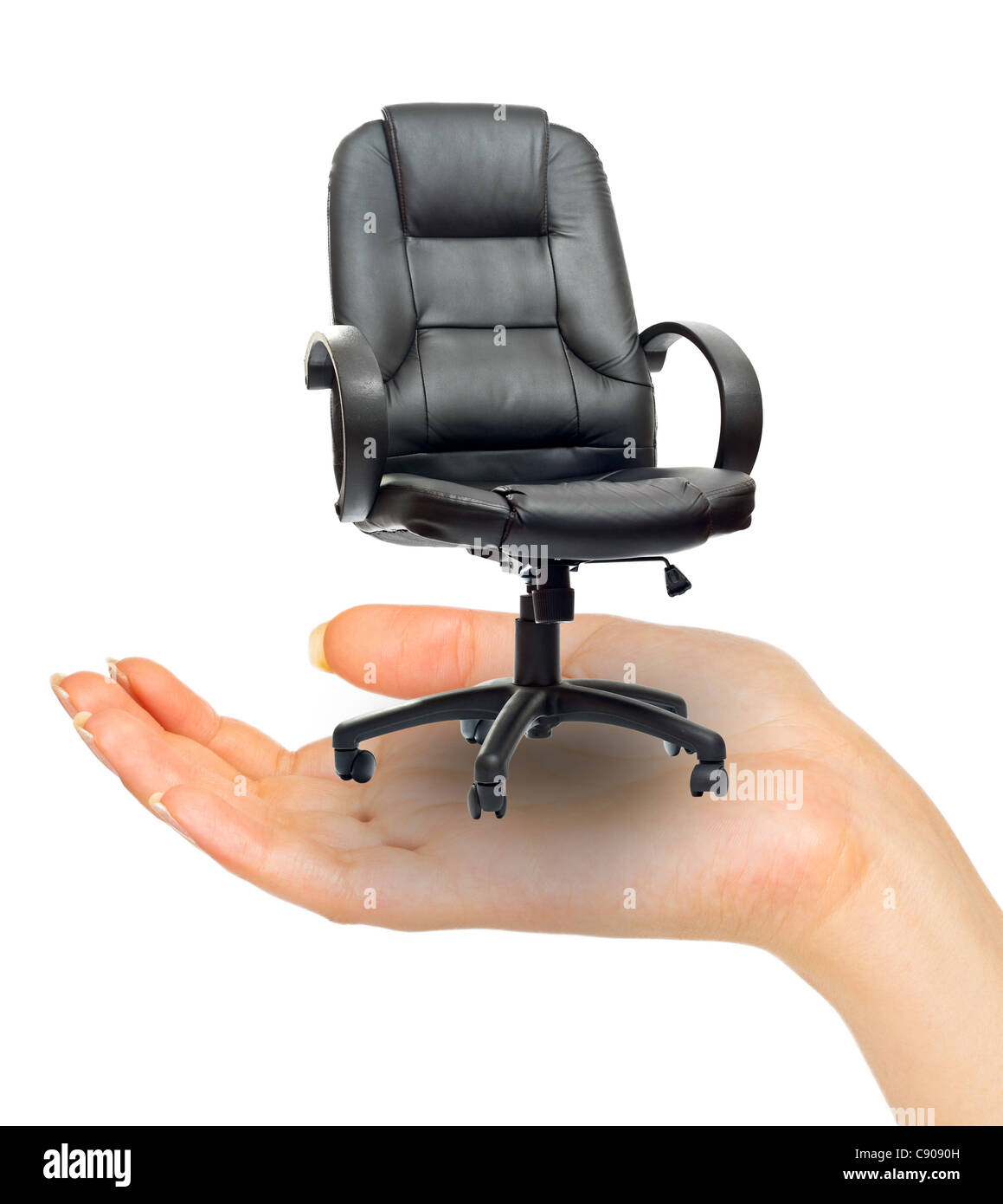 Black chair in hand. Isolated on white background Stock Photo - Alamy