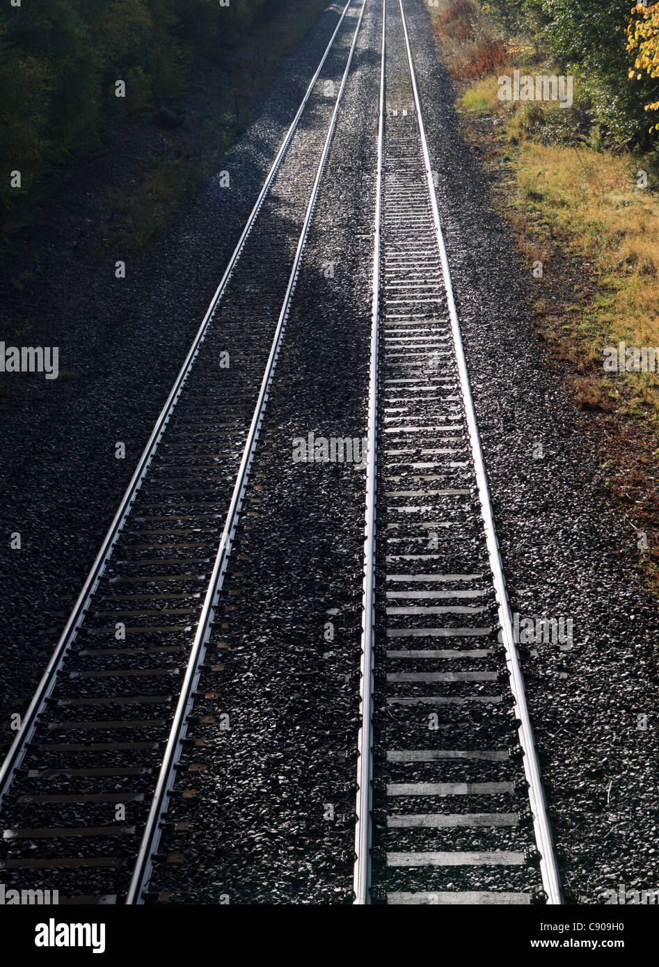 Railway Lines heading away from Wrexham Stock Photo - Alamy