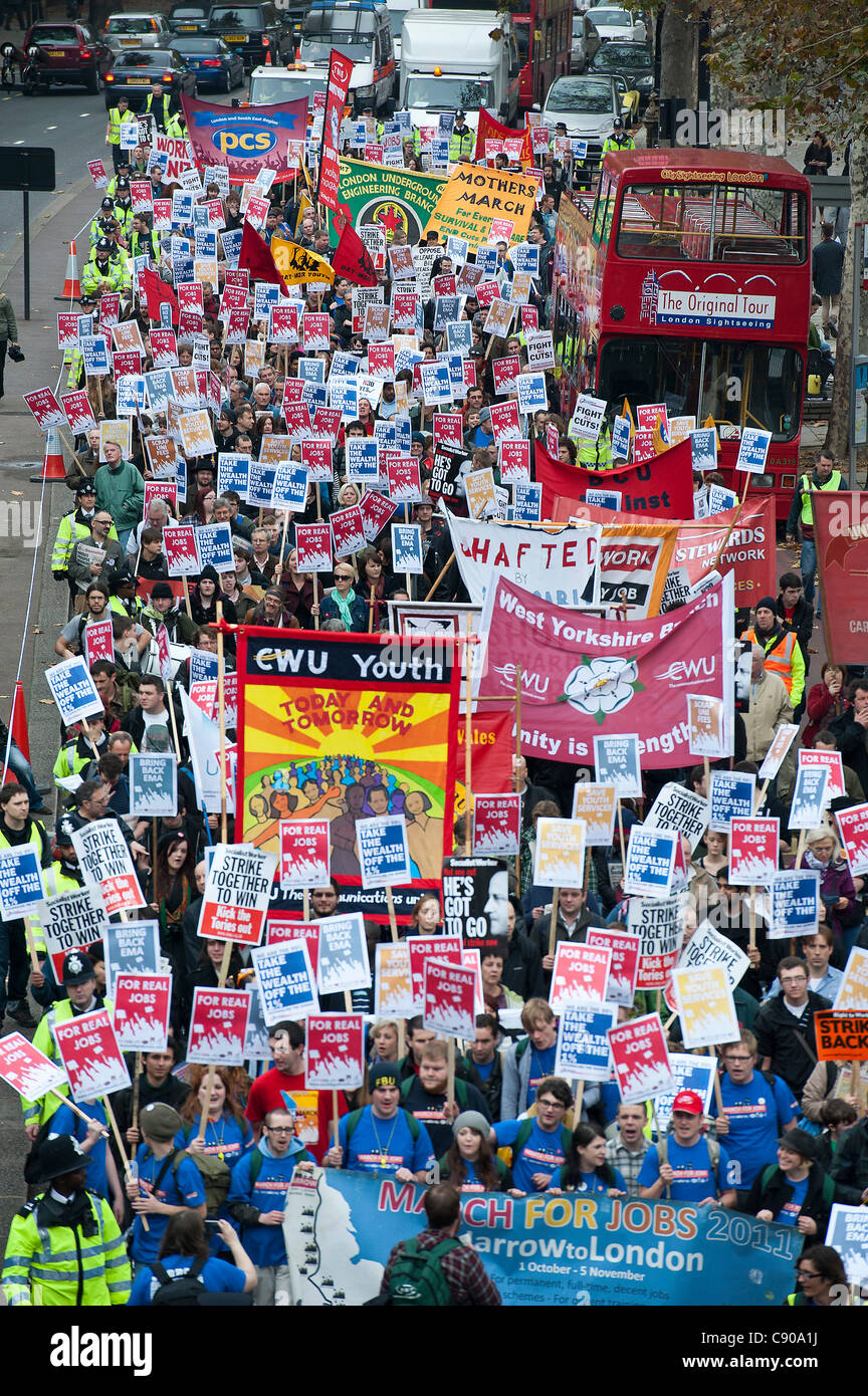 The March for Jobs reaches its end. It is a re-enactment of the Jarrow ...