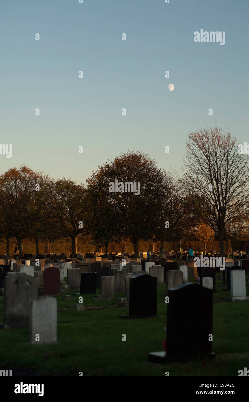 Cemetery in Evening Stock Photo - Alamy