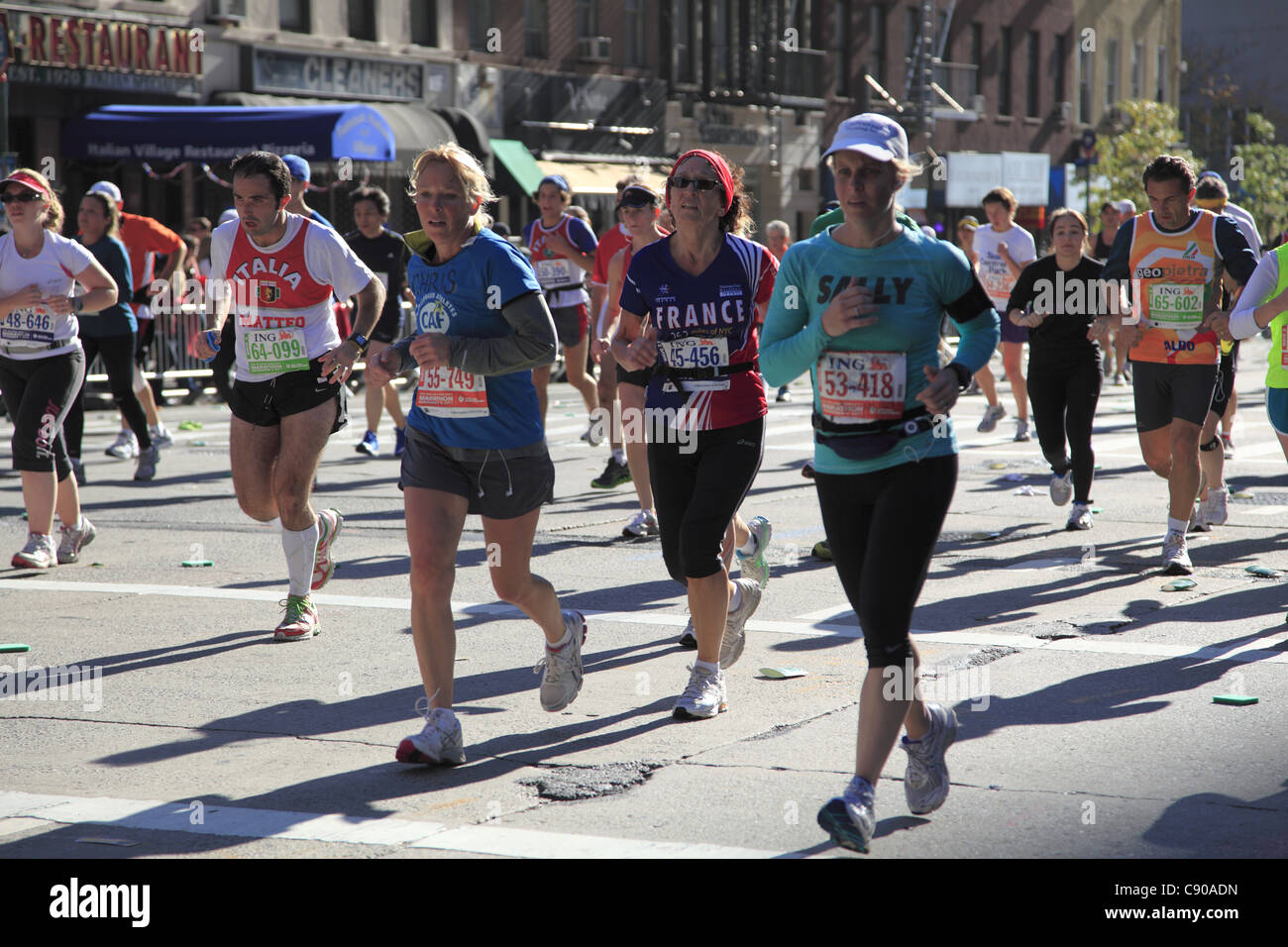 Sunday November 6, 2011 New York City Marathon Runners on 1st Avenue ...