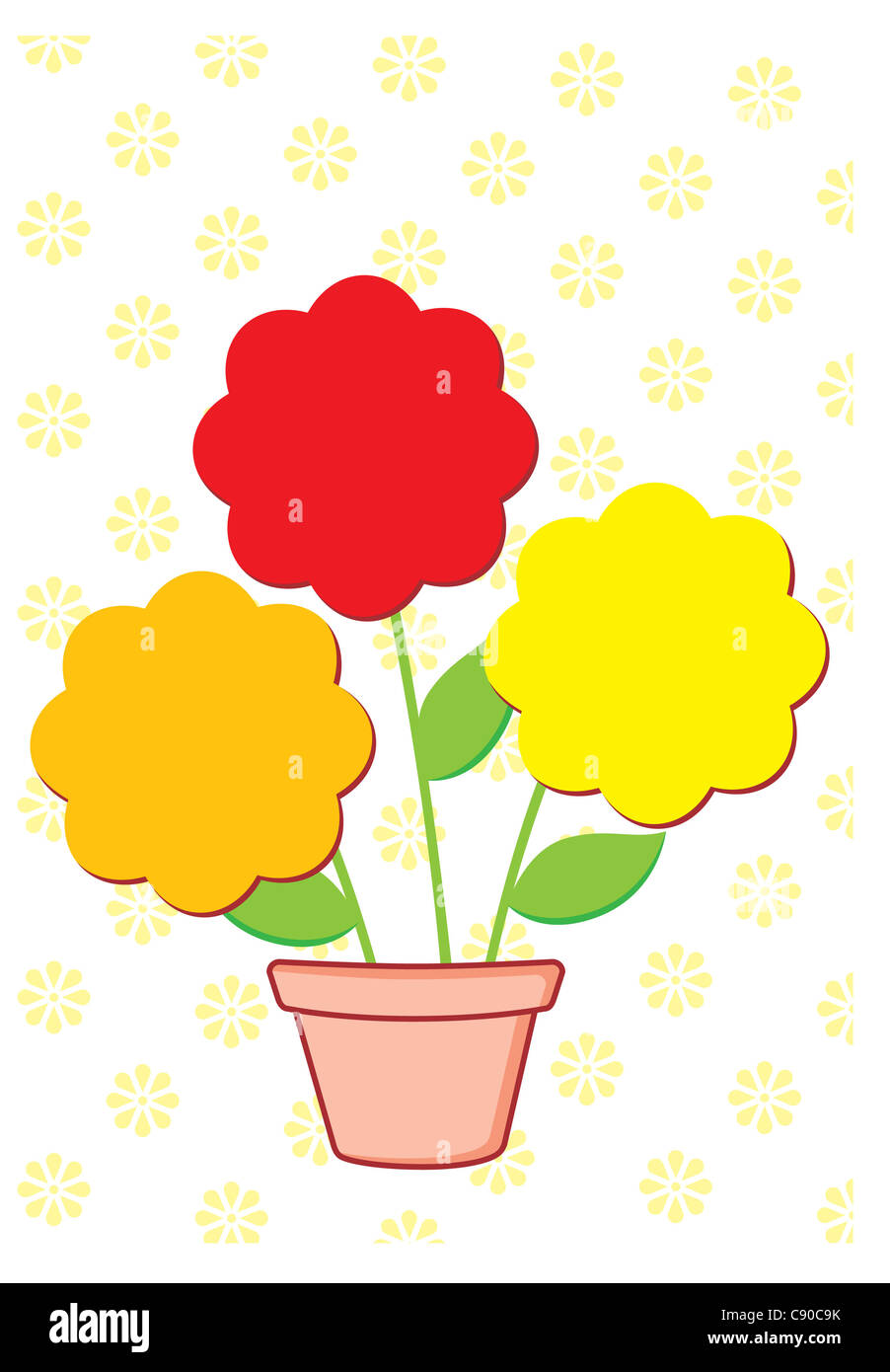 three flowers for text inside a pot with small organized flowers ...