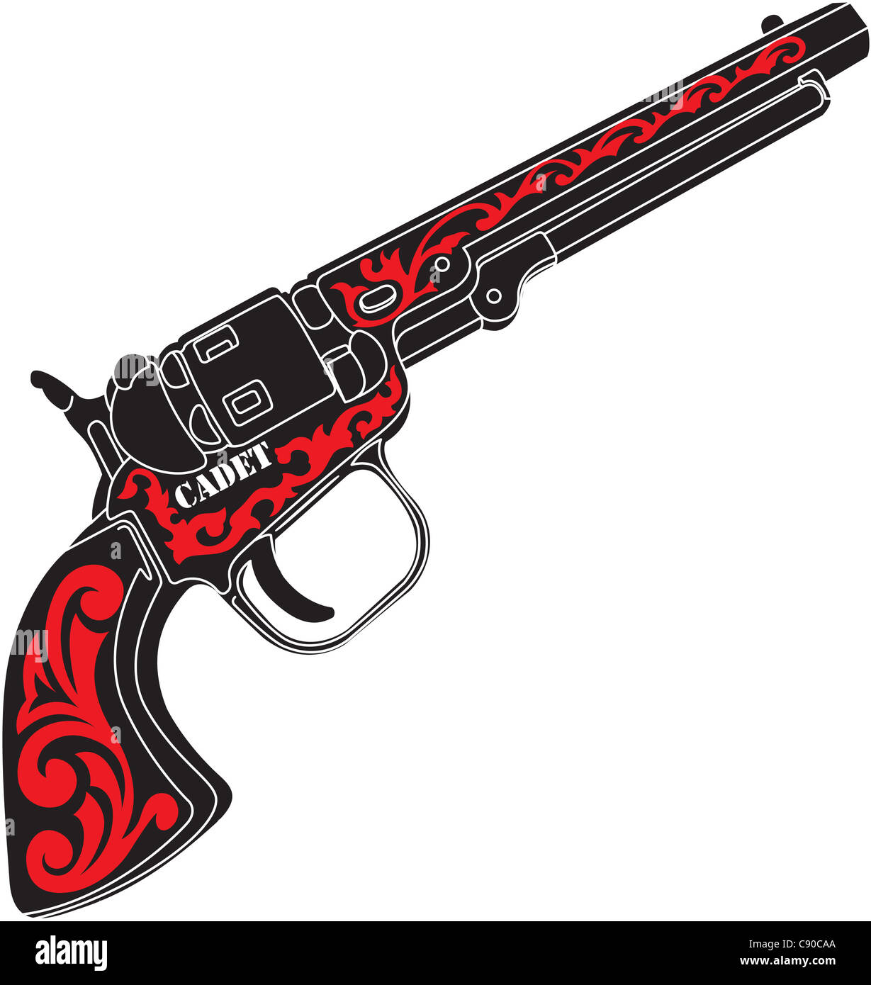 a decorative illustration of an antique gun Stock Photo - Alamy