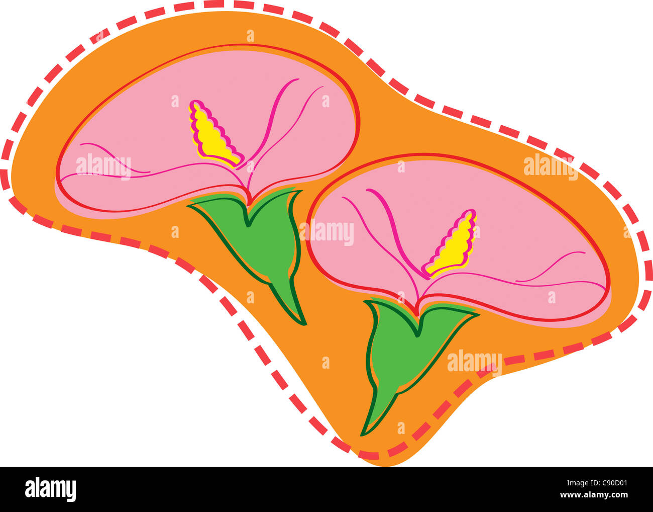 Illustration of natural flowers in organic shape Stock Photo - Alamy