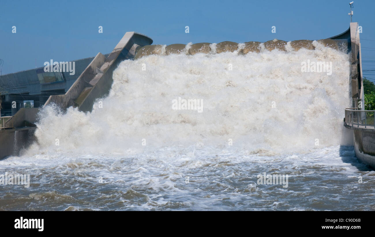 Aqueduct carrying flood runoff from Suvarnabhumi Airport in Bangkok ...
