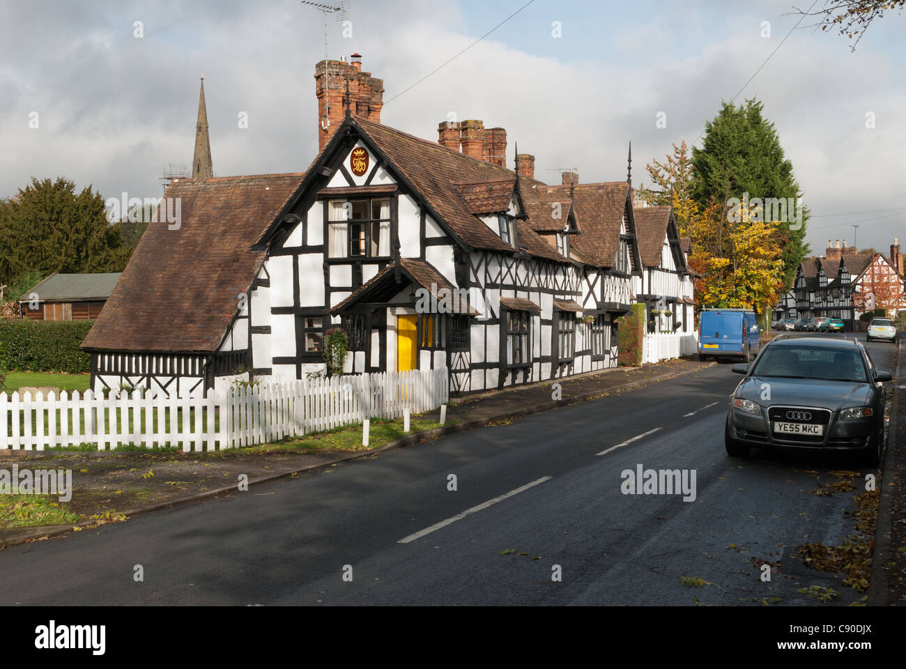 Traditional black and white buildings in the the historic village of ...